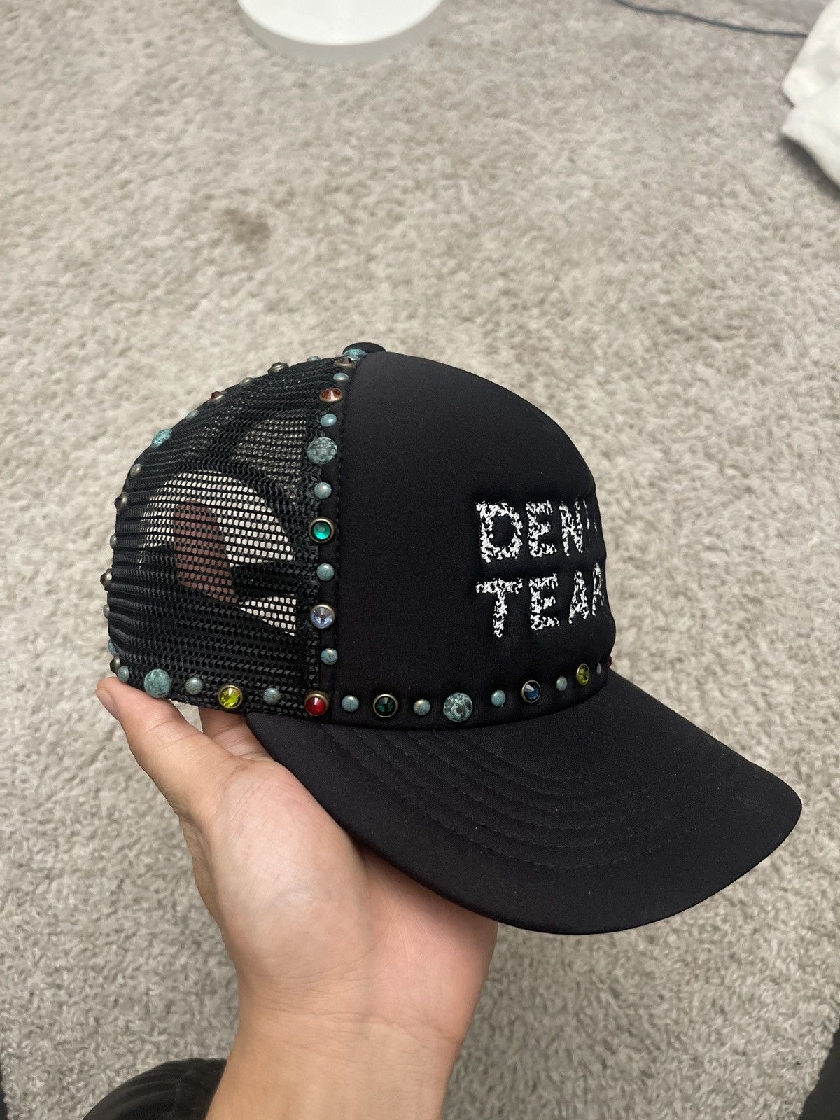DENIM TEARS denim tears rhinestone trucker hat | Grailed