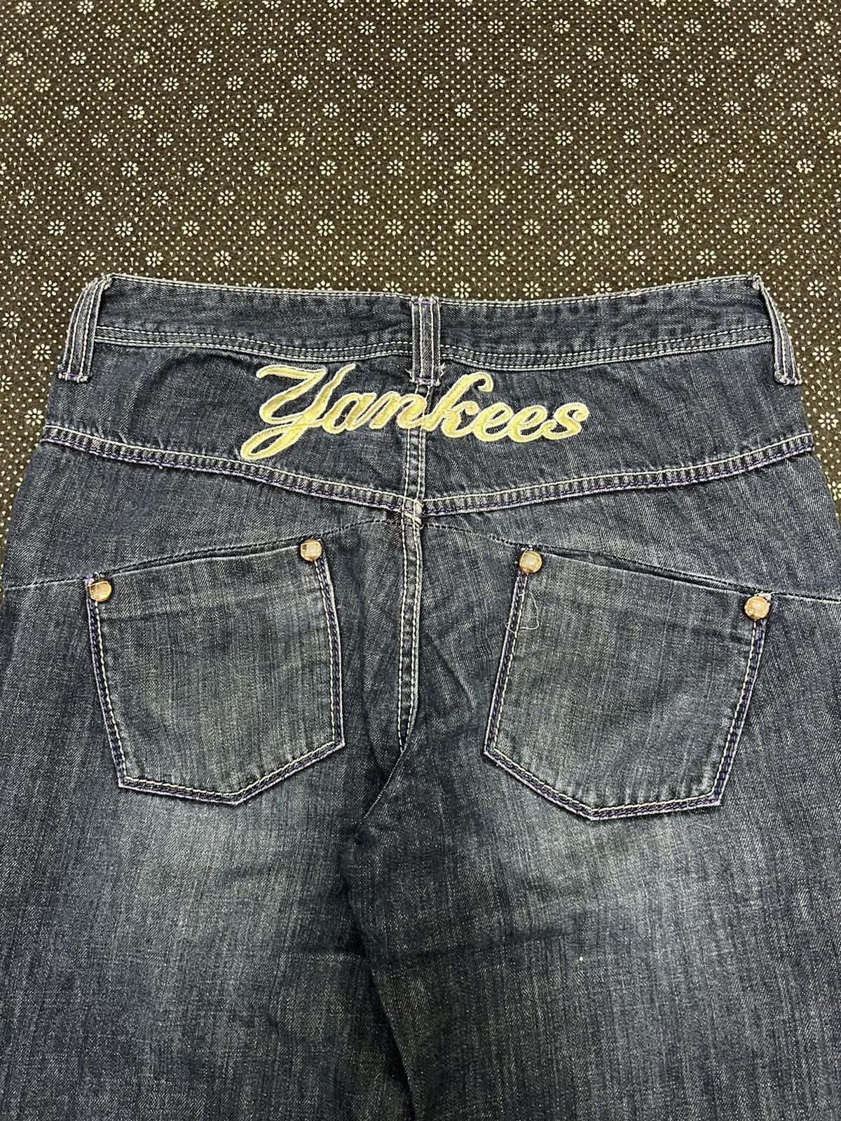 MLB × New York Yankees × Vintage MLB NEW YORK YANKEES SCRIPT JEANS ...