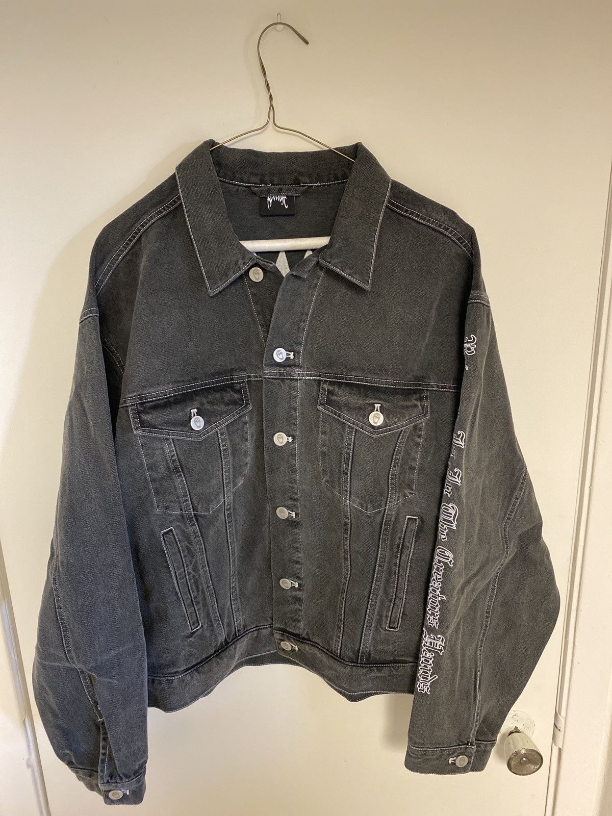 Revenge Revenge Black Embroidered Denim Jacket | Grailed
