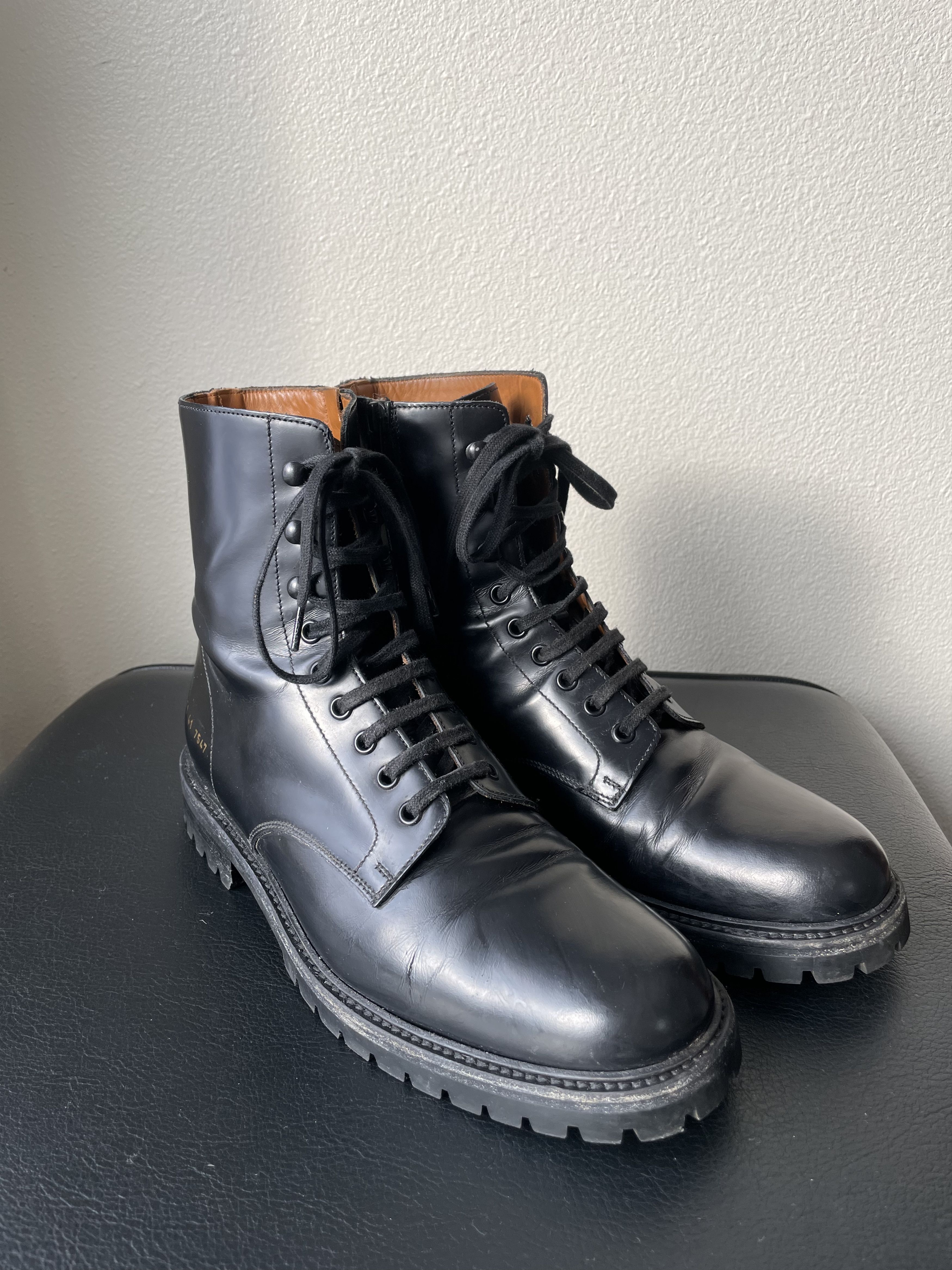 Common Projects Leather Combat Lace-Up Military Boots 2171 41 7547 ...
