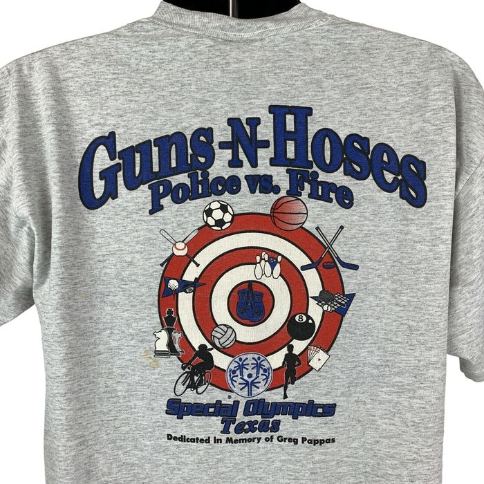 Vintage Guns N Hoses Police Vs Fire Vintage 90s T Shirt Texas Large ...