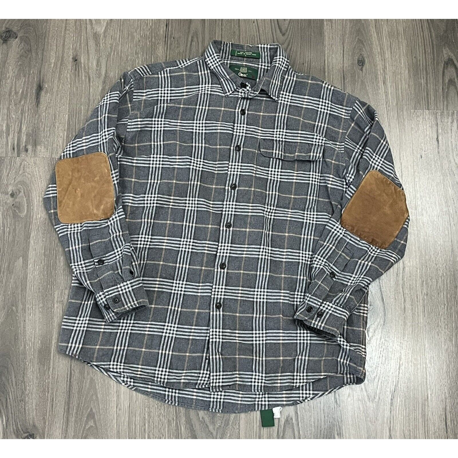 Orvis Vintage Orvis Plaid Flannel Shirt with Leather Elbow Patches ...