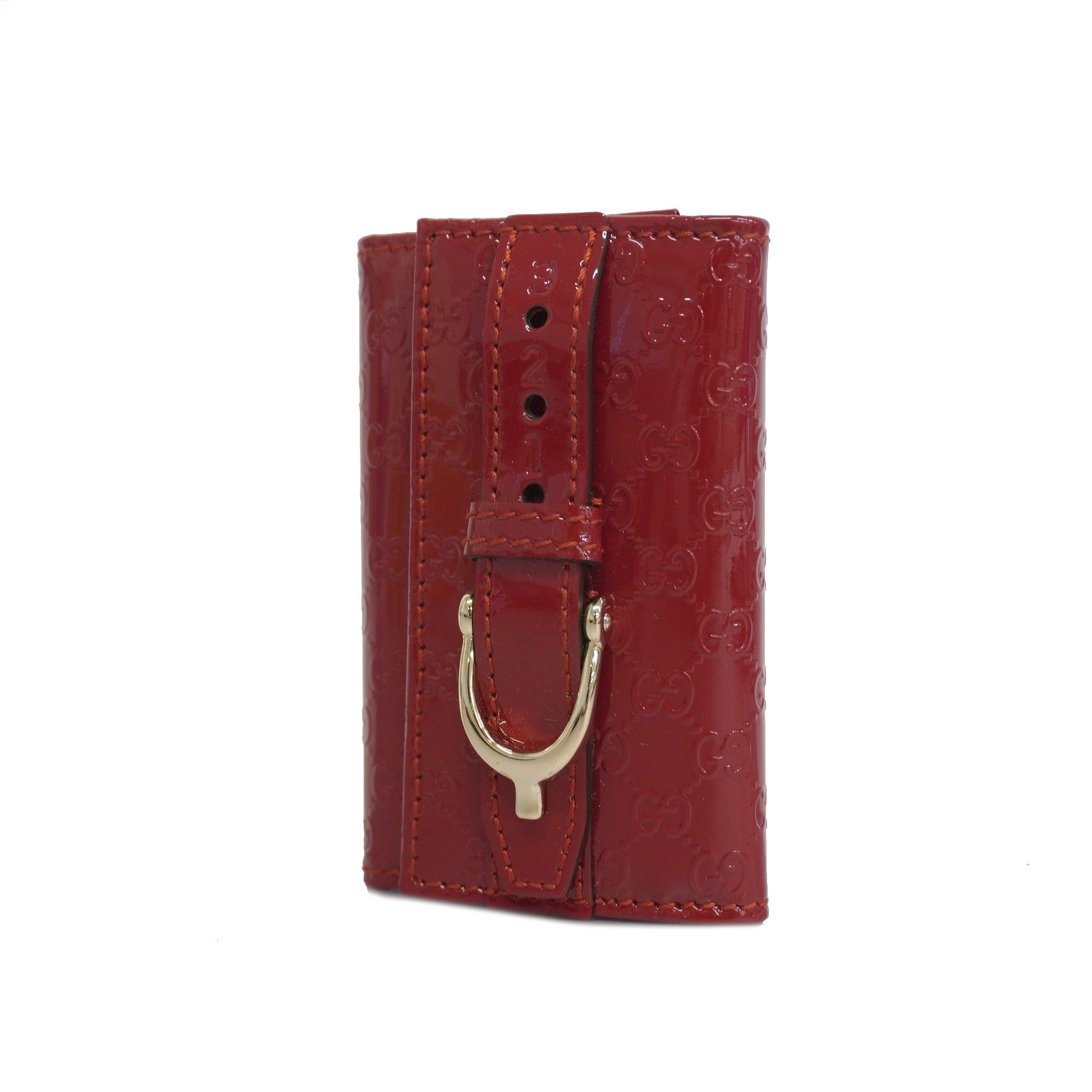 Gucci Auth Gucci Key Case Micro Gucci Shima 309759 Enamel Leather Red ...