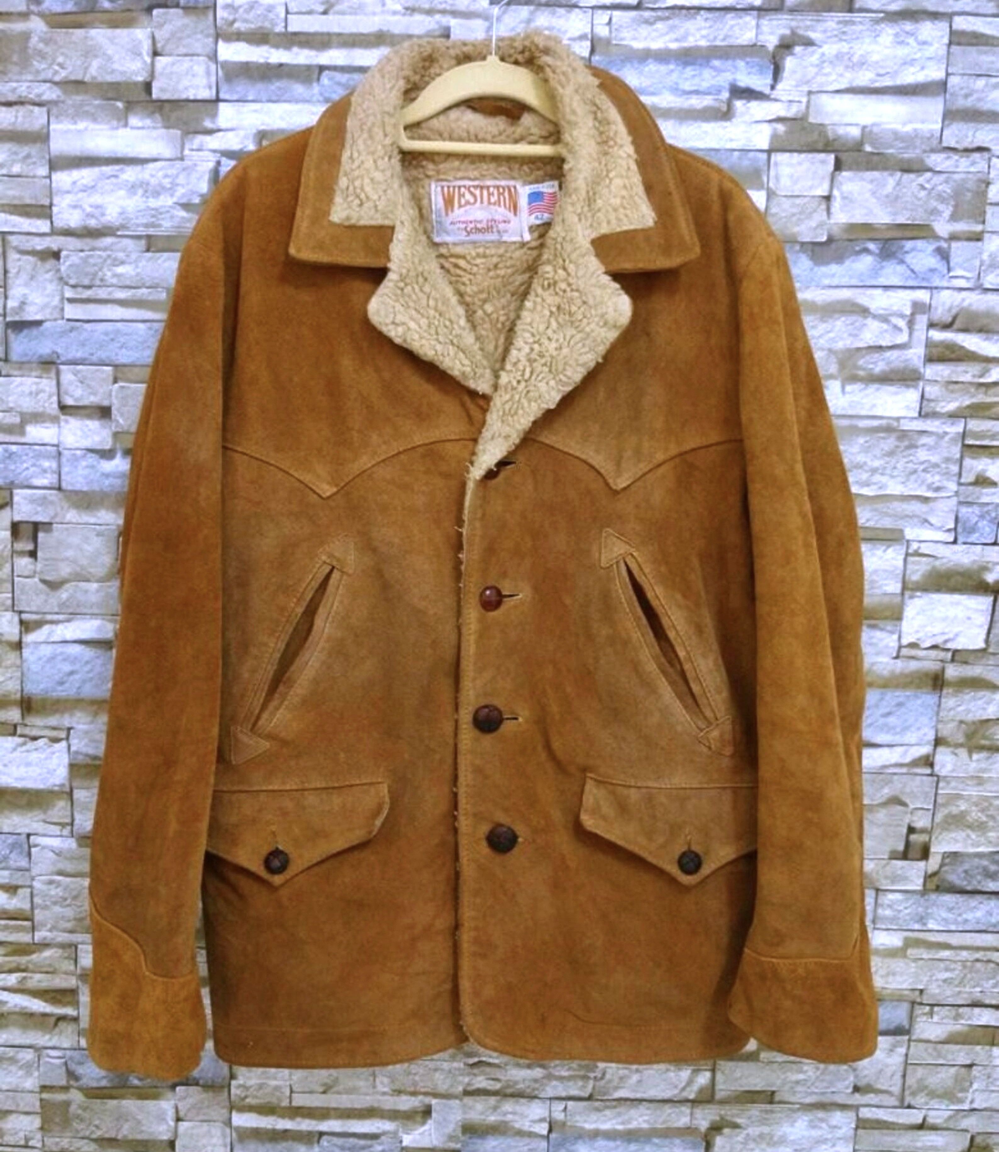 Made In Usa × Schott × Vintage WESTERN RANCHER TAN SUEDE LEATHER ...