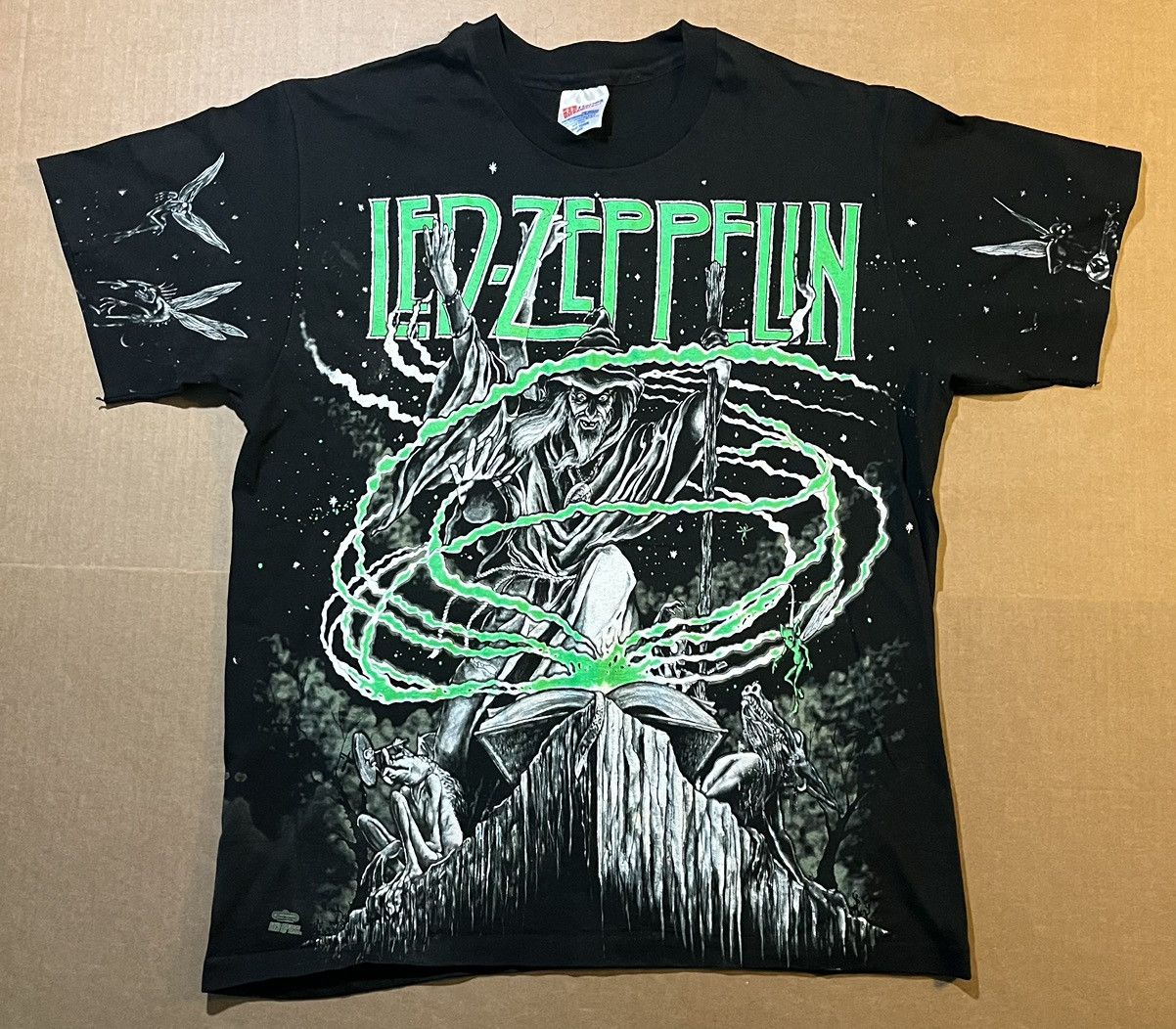 Band Tees × Led Zeppelin × Vintage Vintage 1992 Led Zeppelin The Wizard ...