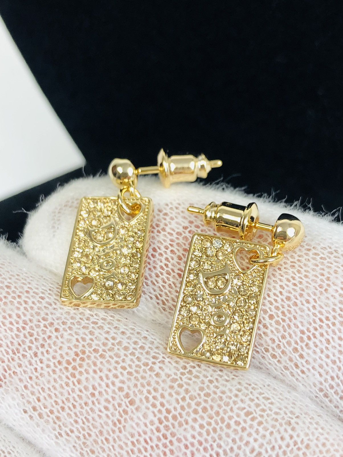 Dior Dior encrusted logo ear rings | Grailed