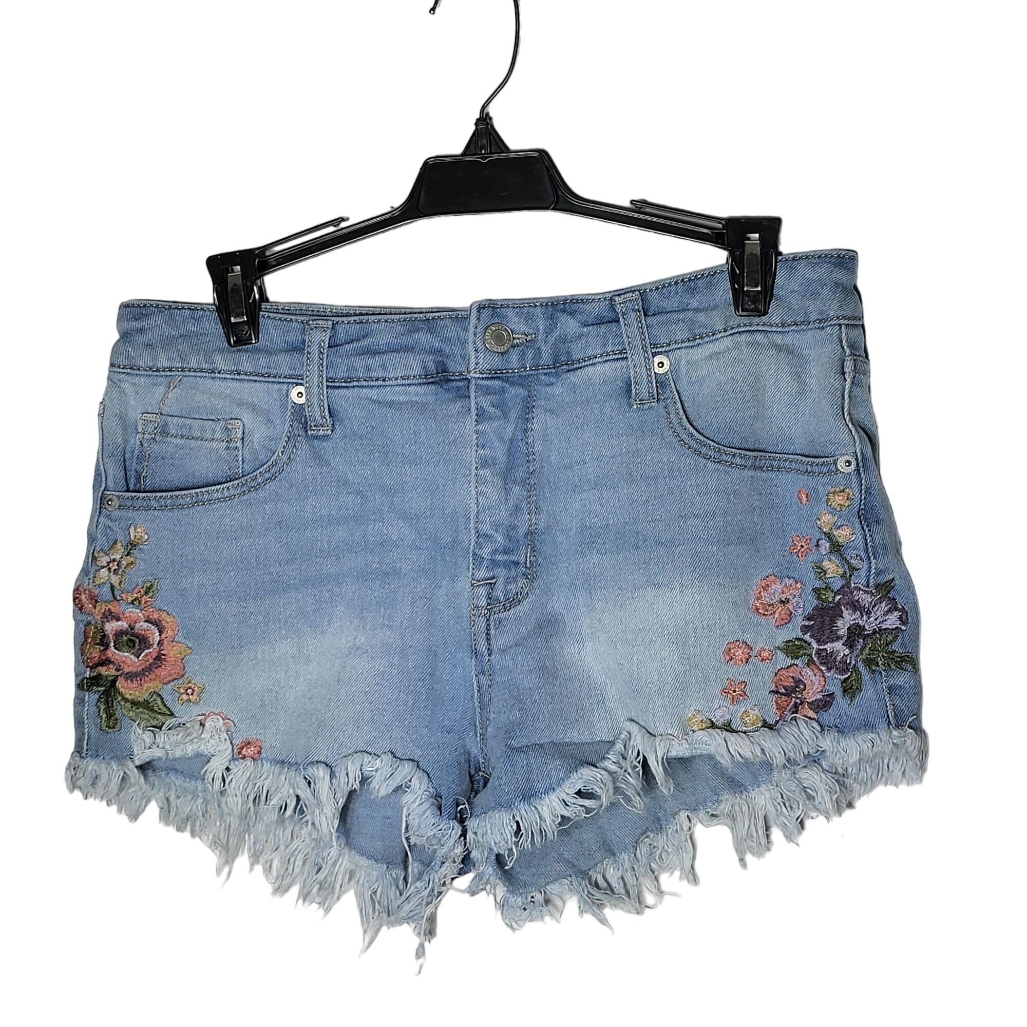 Mossimo Mossimo Womens High Rise Floral Embroidered Frayed Shorts 8 ...