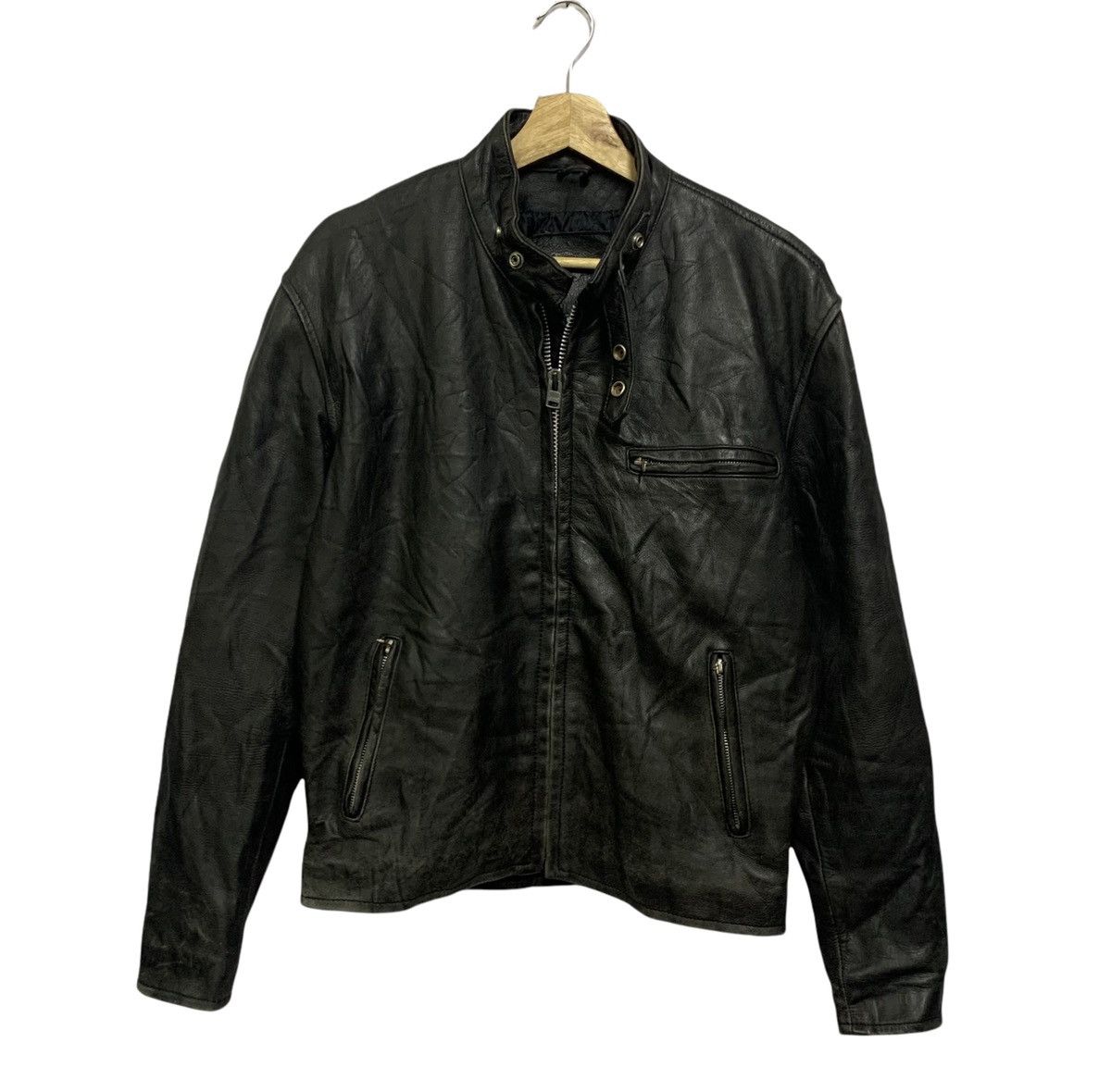 Japanese Brand × Leather Jacket × MOTO Vintage Cafe Racer Leather ...