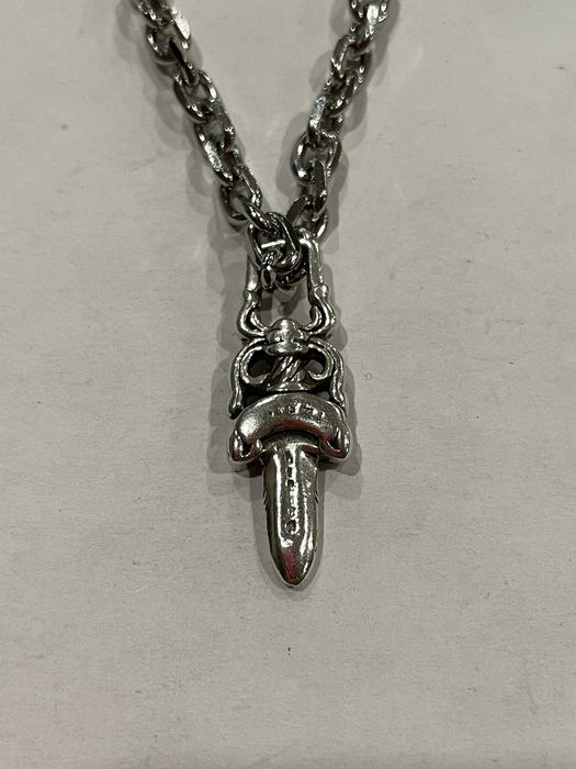 Chrome Hearts RARE Chrome Hearts Dagger Pendant Roll Chain Necklace ...