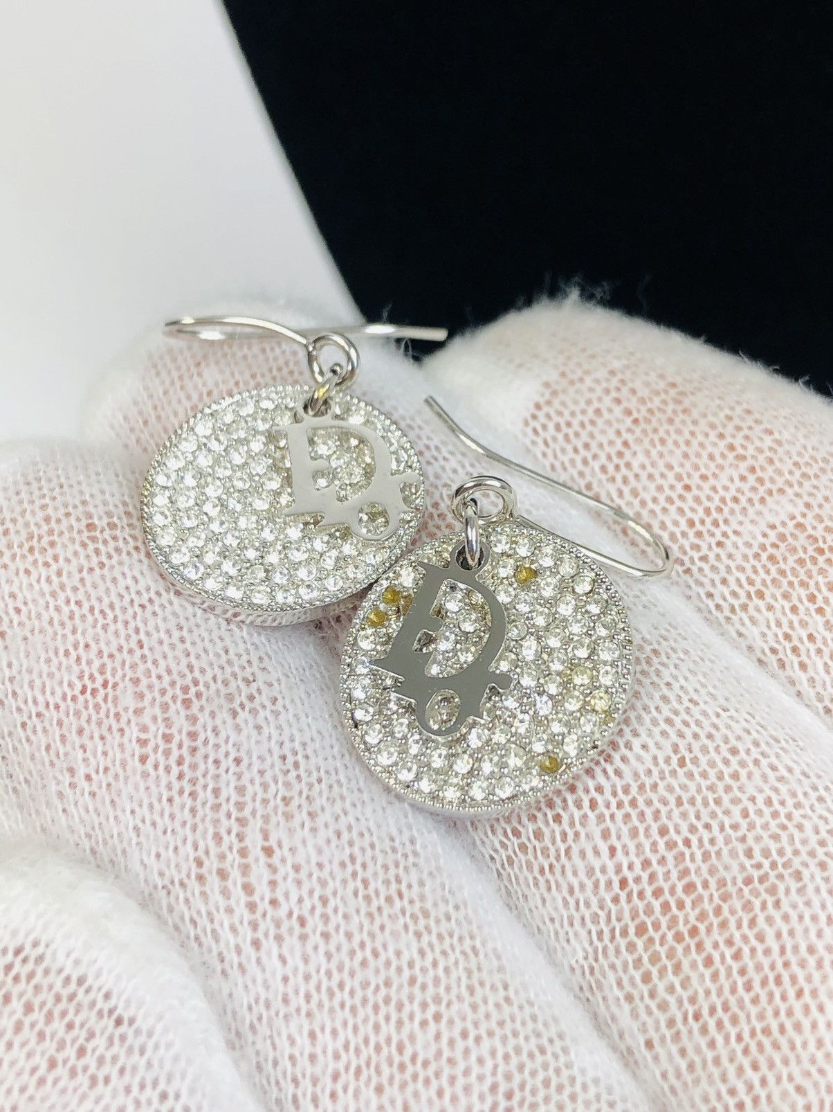 Dior Dior encrusted logo ear rings | Grailed