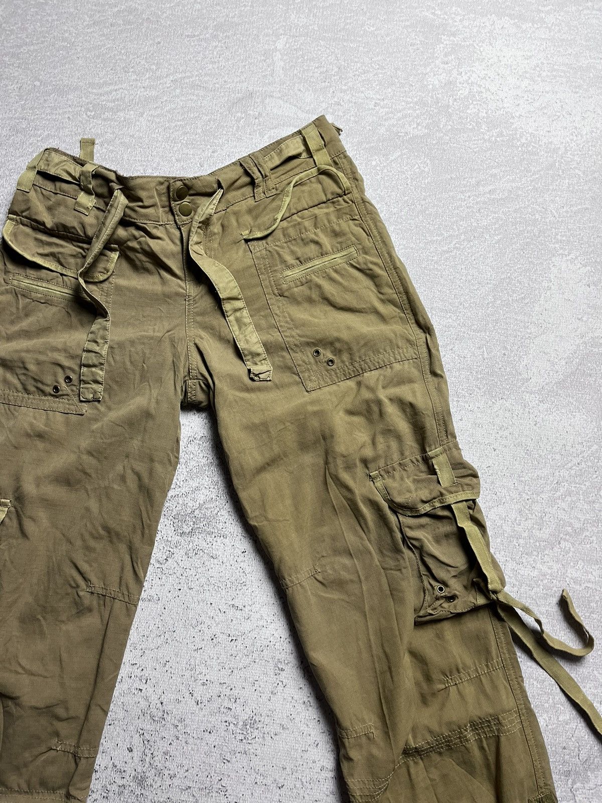 Japanese Brand × Military × Vintage Strapped parachute low waist cargo ...