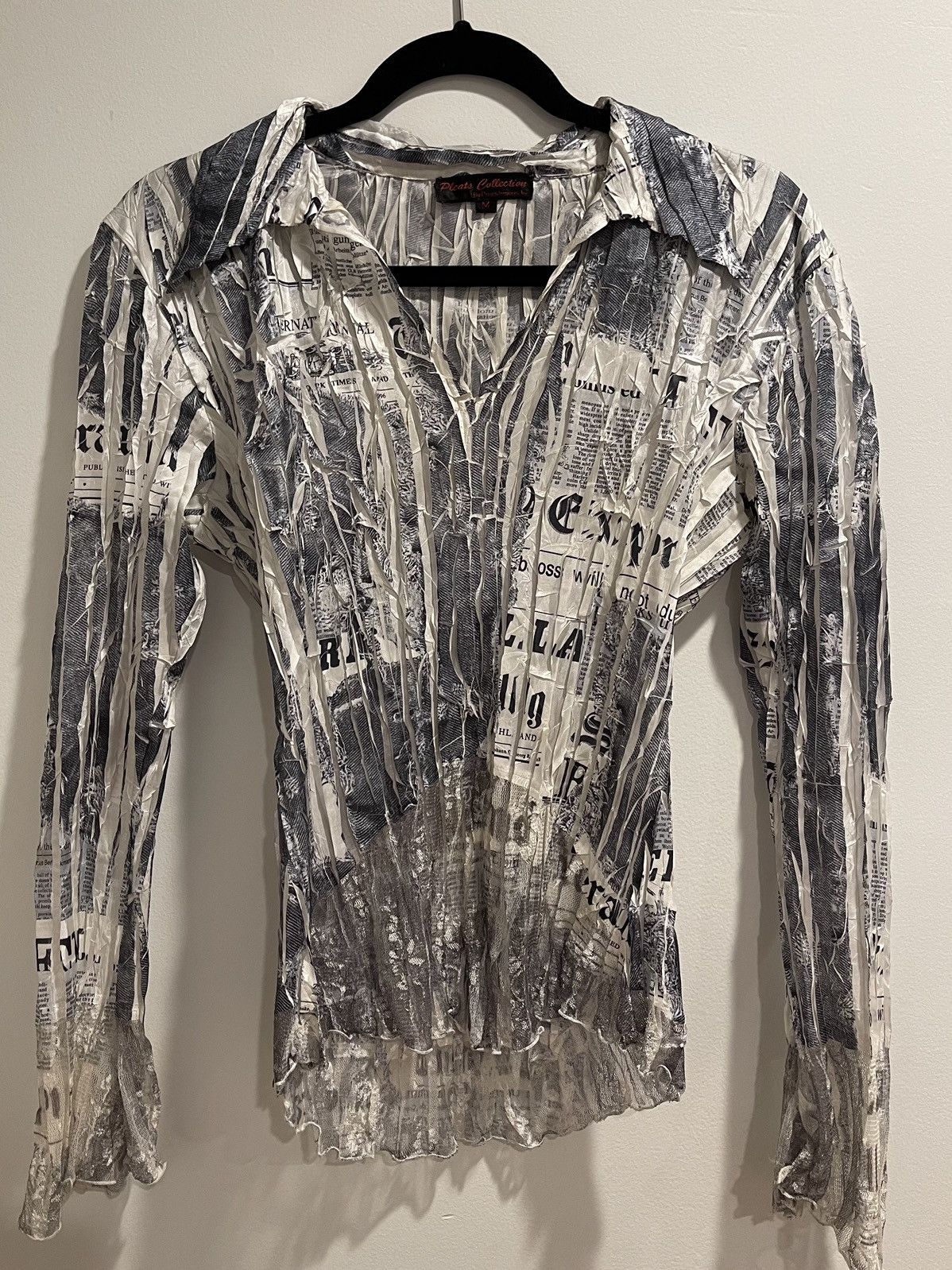 Vintage Long sleeved newspaper print shirt | Grailed
