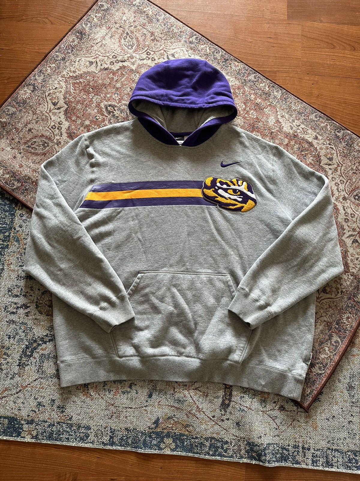 Nike 2000s Vintage Nike LSU Mini Swoosh Boxy Hoodie College Y2K | Grailed