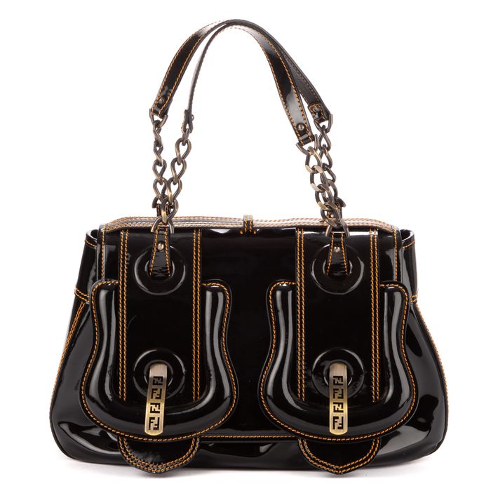 Fendi B Bag in Black Patent Leather | Grailed