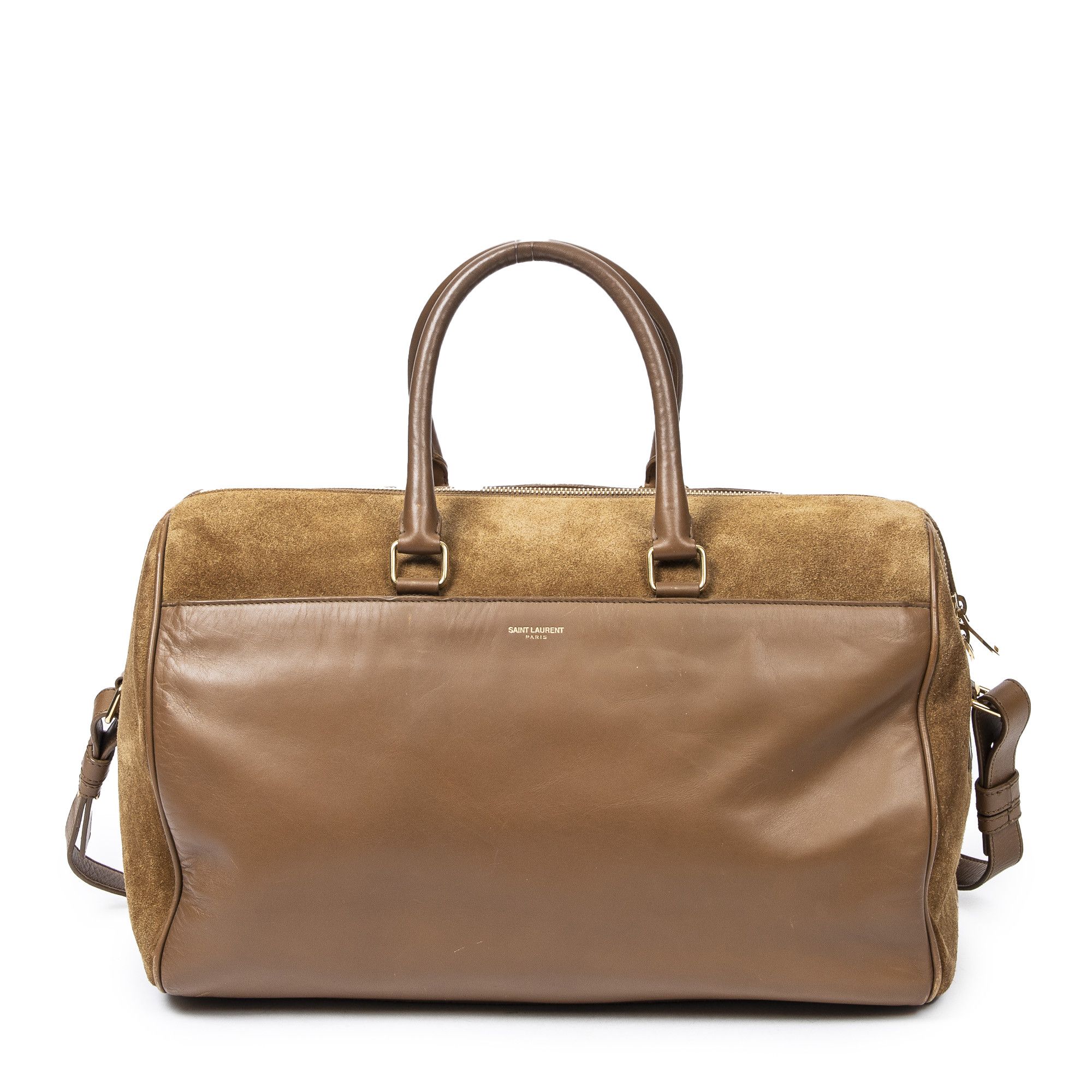 Yves Saint Laurent Classic Duffle 12 12 in Brown Suede Leather/Smooth ...