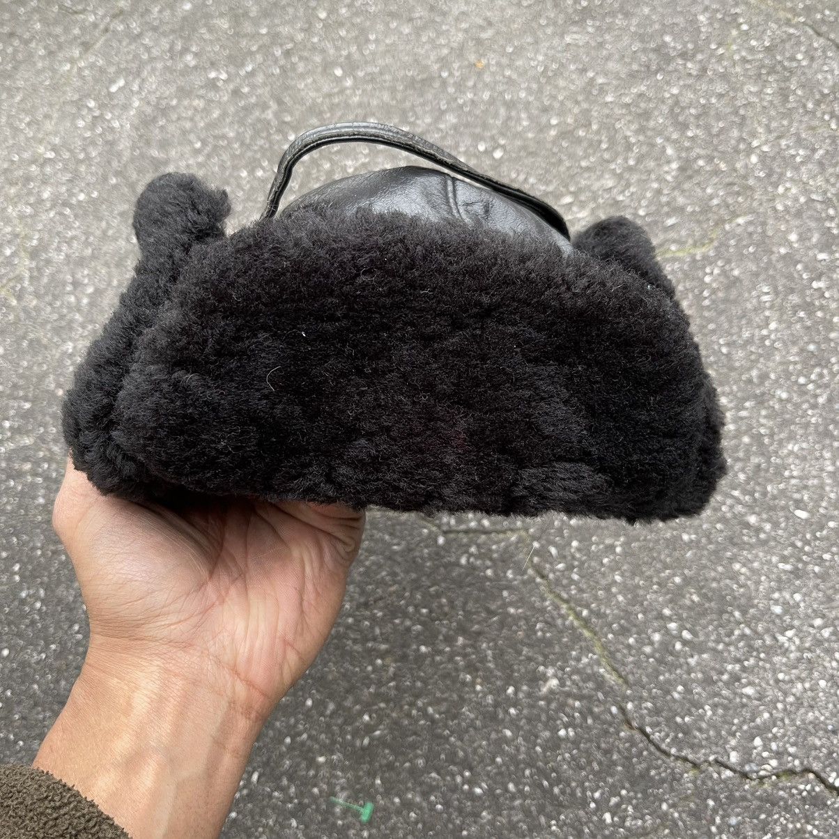 Japanese Brand × Streetwear × Vintage Vintage Black Leather Trapper Hat ...