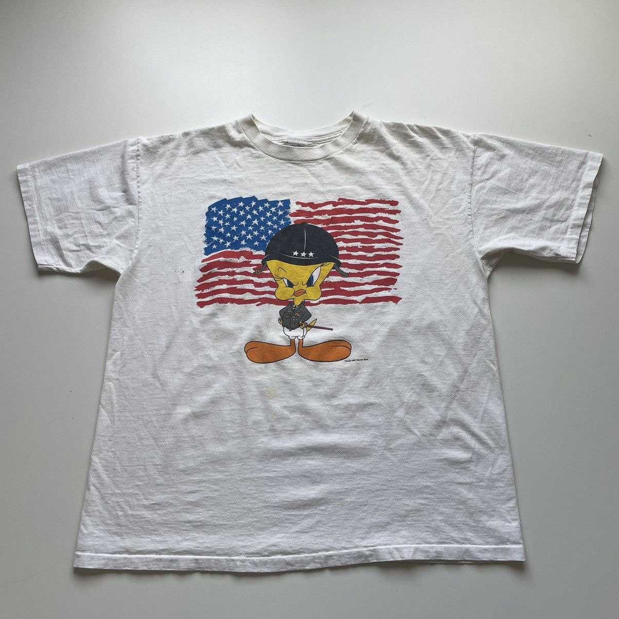 Vintage Vintage 90s Tweety Bird cartoon USA flag graphic t shirt | Grailed