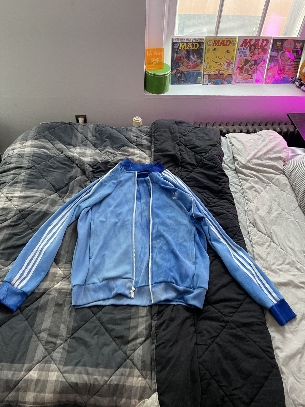 Human Made × Pharrell Human made X baby blue varsity jacket | Grailed