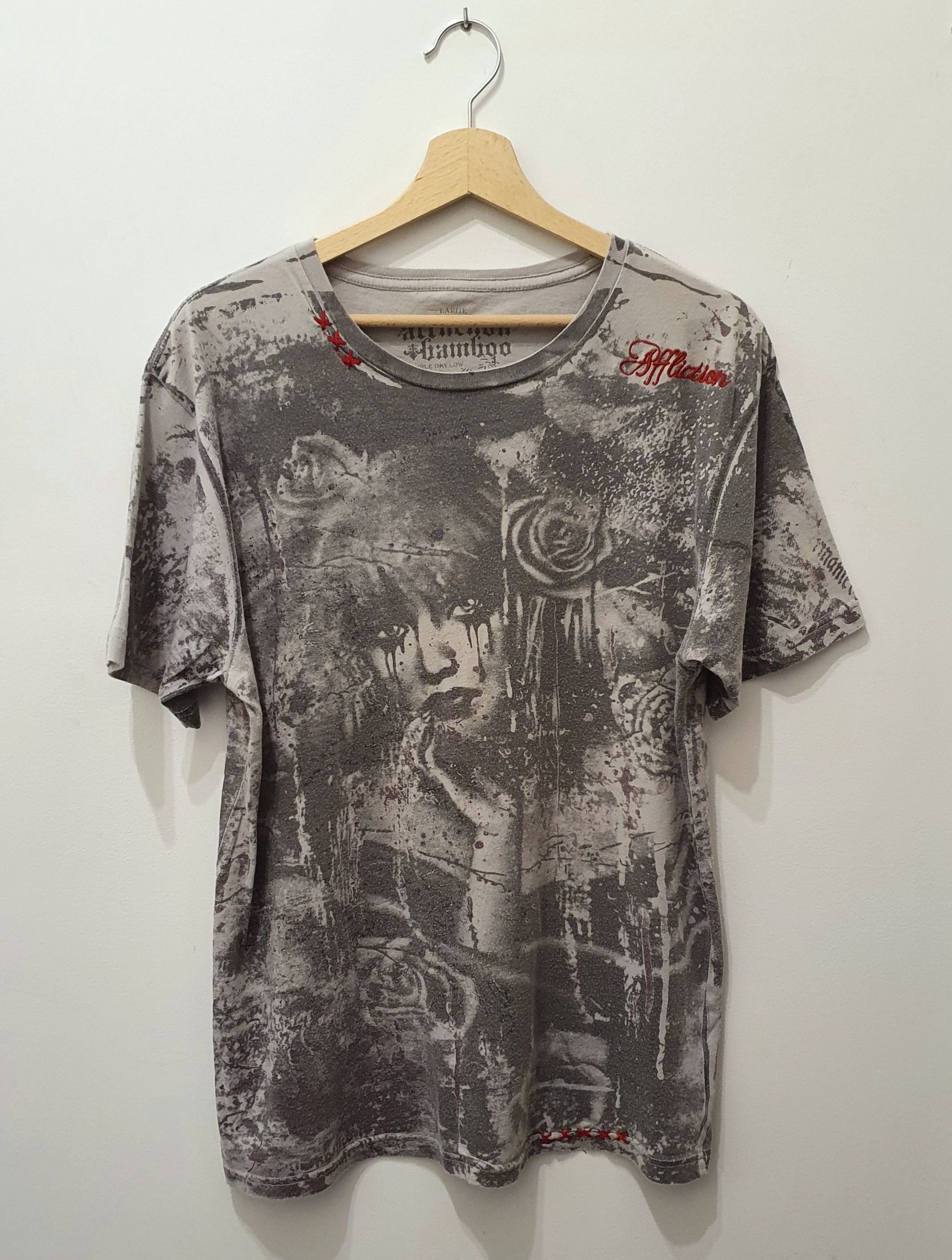 Affliction × Vintage Y2k Affliction bamboo allover print crying girl ...