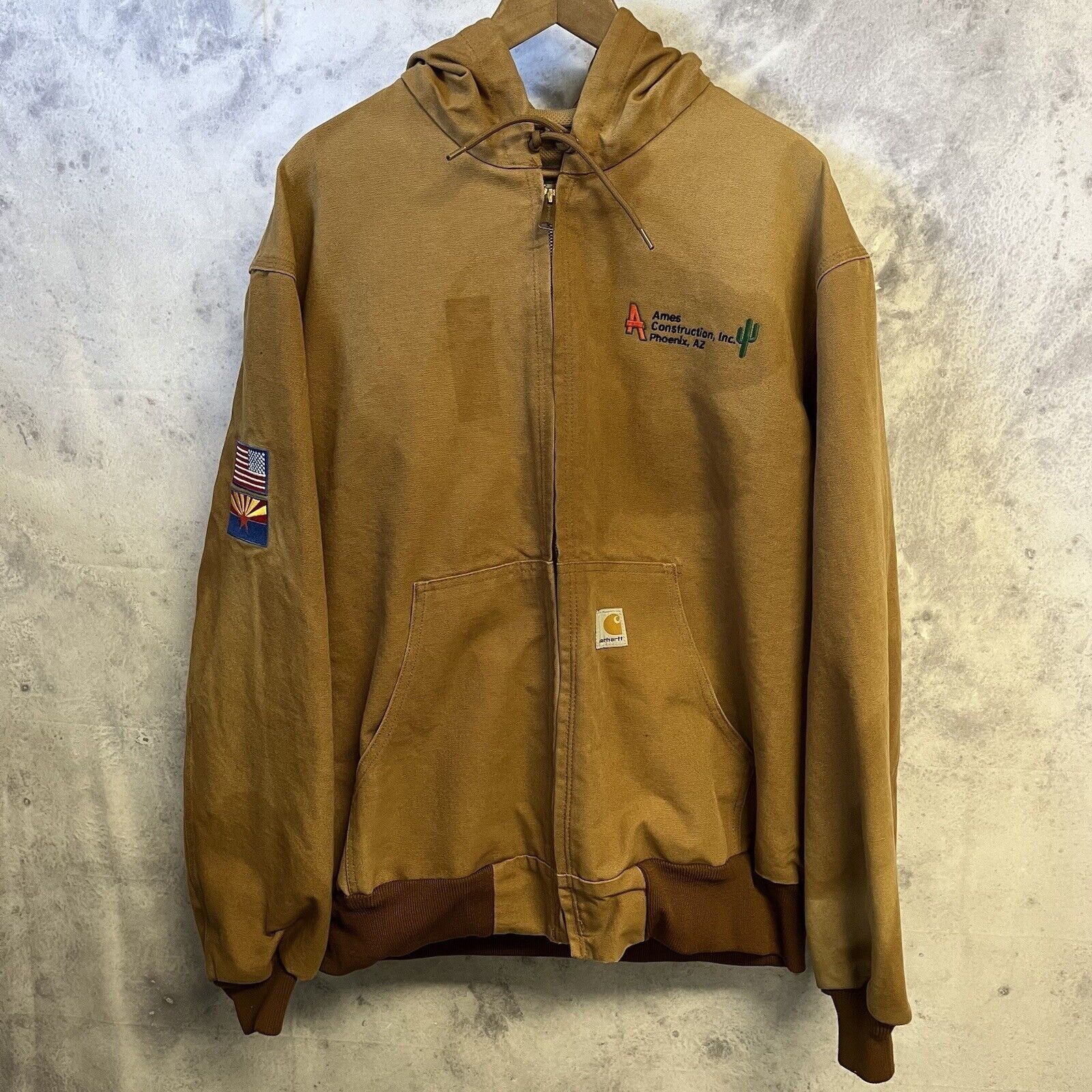 Carhartt Carhartt J131 BRN Thermal Lined Canvas Workwear Jacket Stain ...