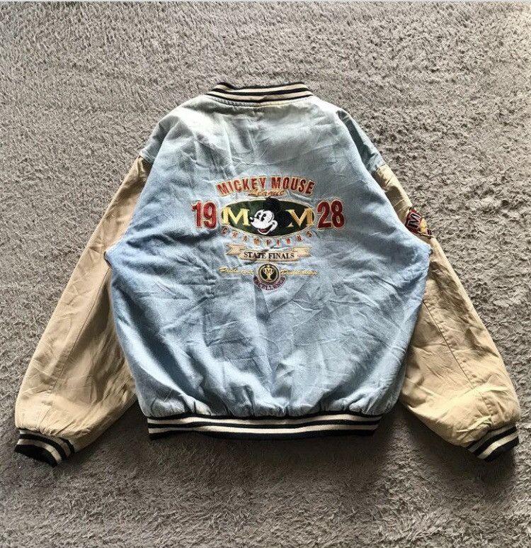 Vintage Vintage Disney Mickey Mouse League Denim Varsity Jacket | Grailed
