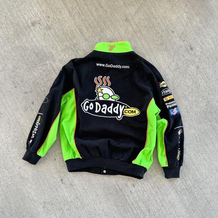 Vintage Green Y2K NASCAR Go Daddy Racing Jacket | Grailed