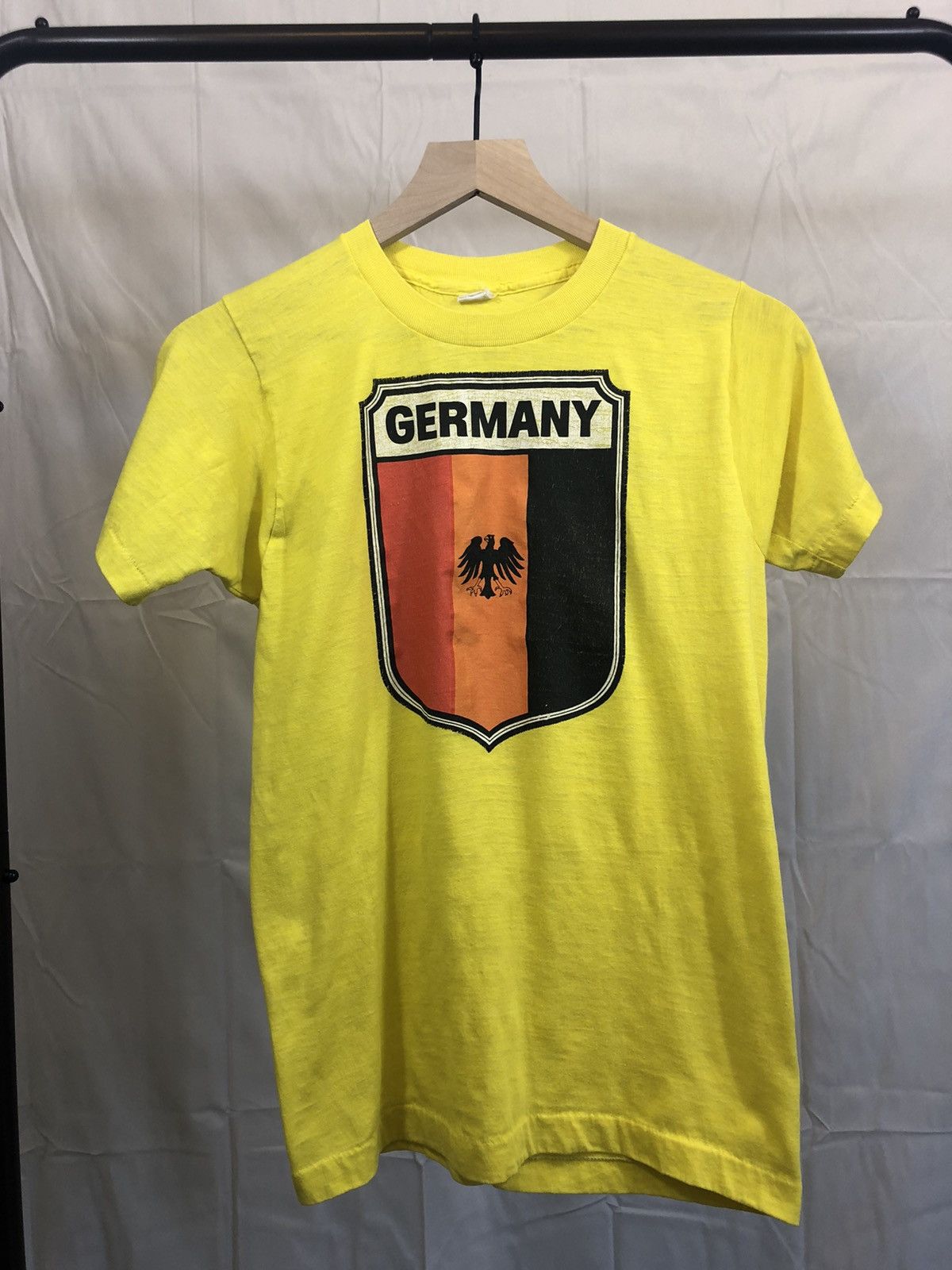 Vintage Vintage Paper Thin Germany Flag Crest Yellow Distressed Tee ...