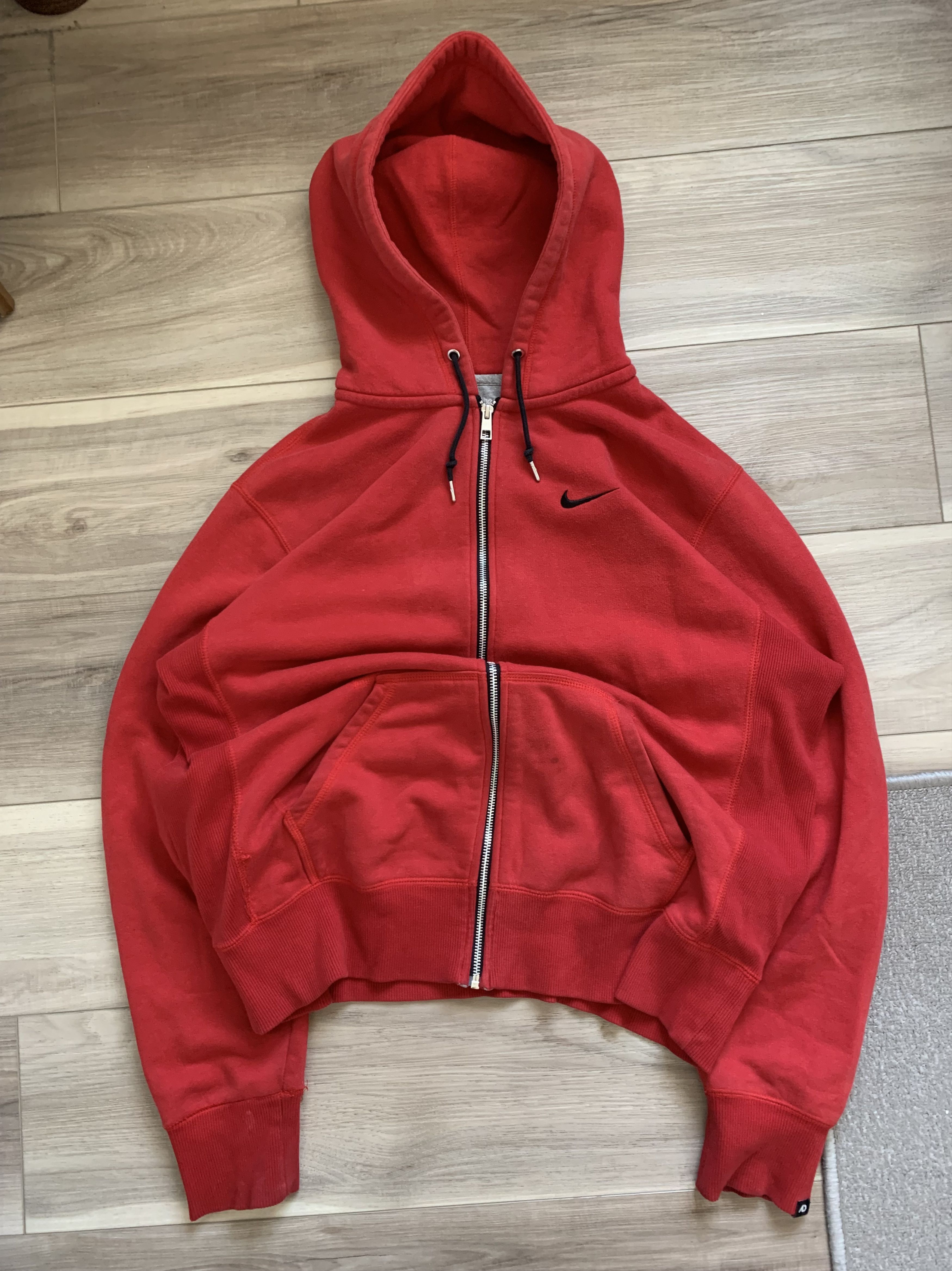 Nike × Vintage 2000s NIKE CHECK ZIP UP HOODIE / BLOOD RED | Grailed