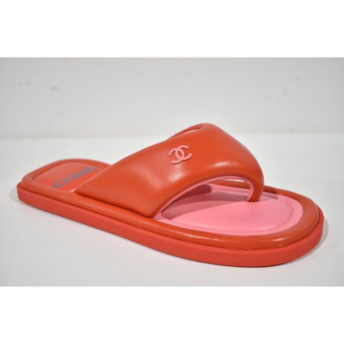 Chanel Chanel 22P Pink Red Lambskin Padded Pool Sandal | Grailed
