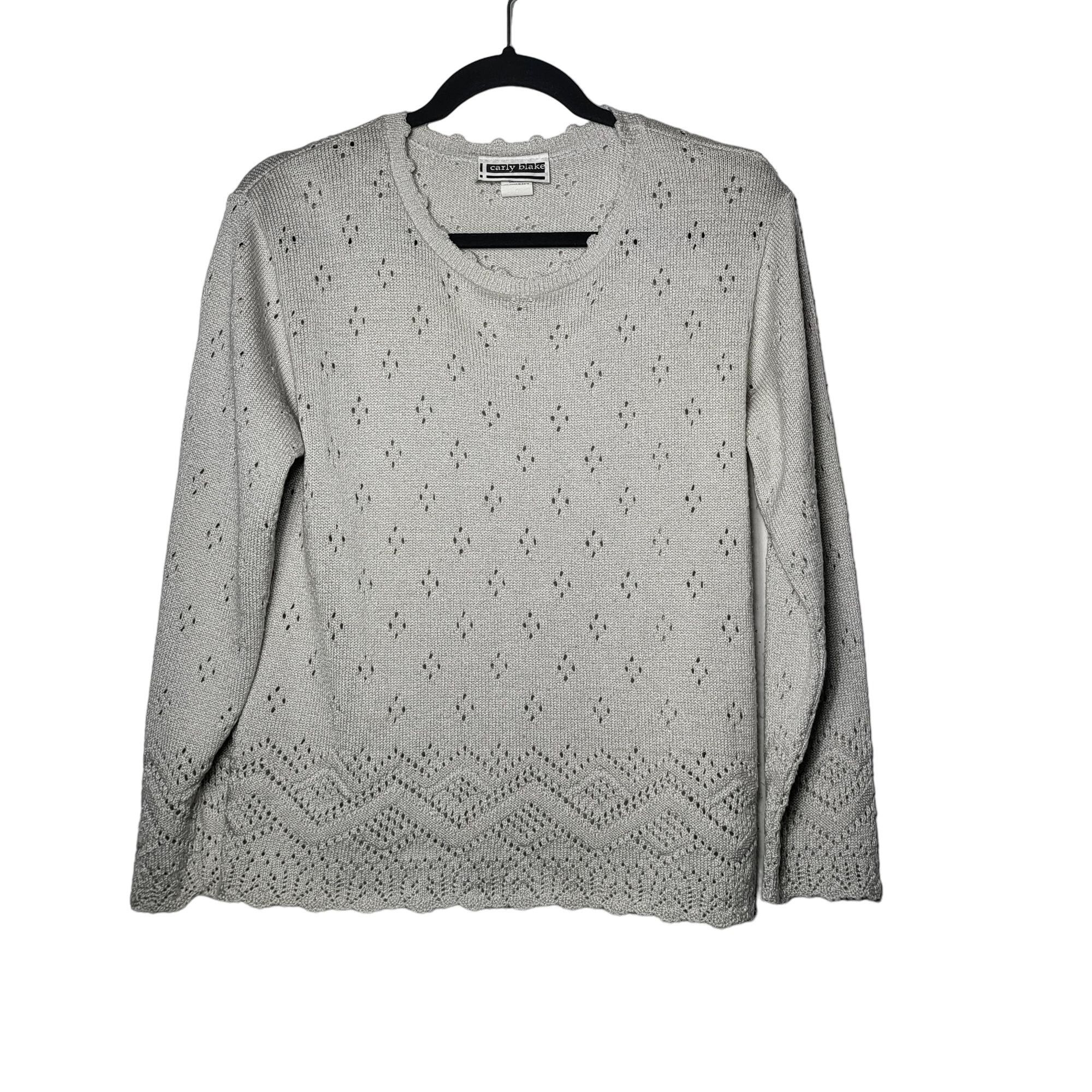 Vintage Vintage 90's Carly Blake Women's Crochet Light Gray Sweater ...
