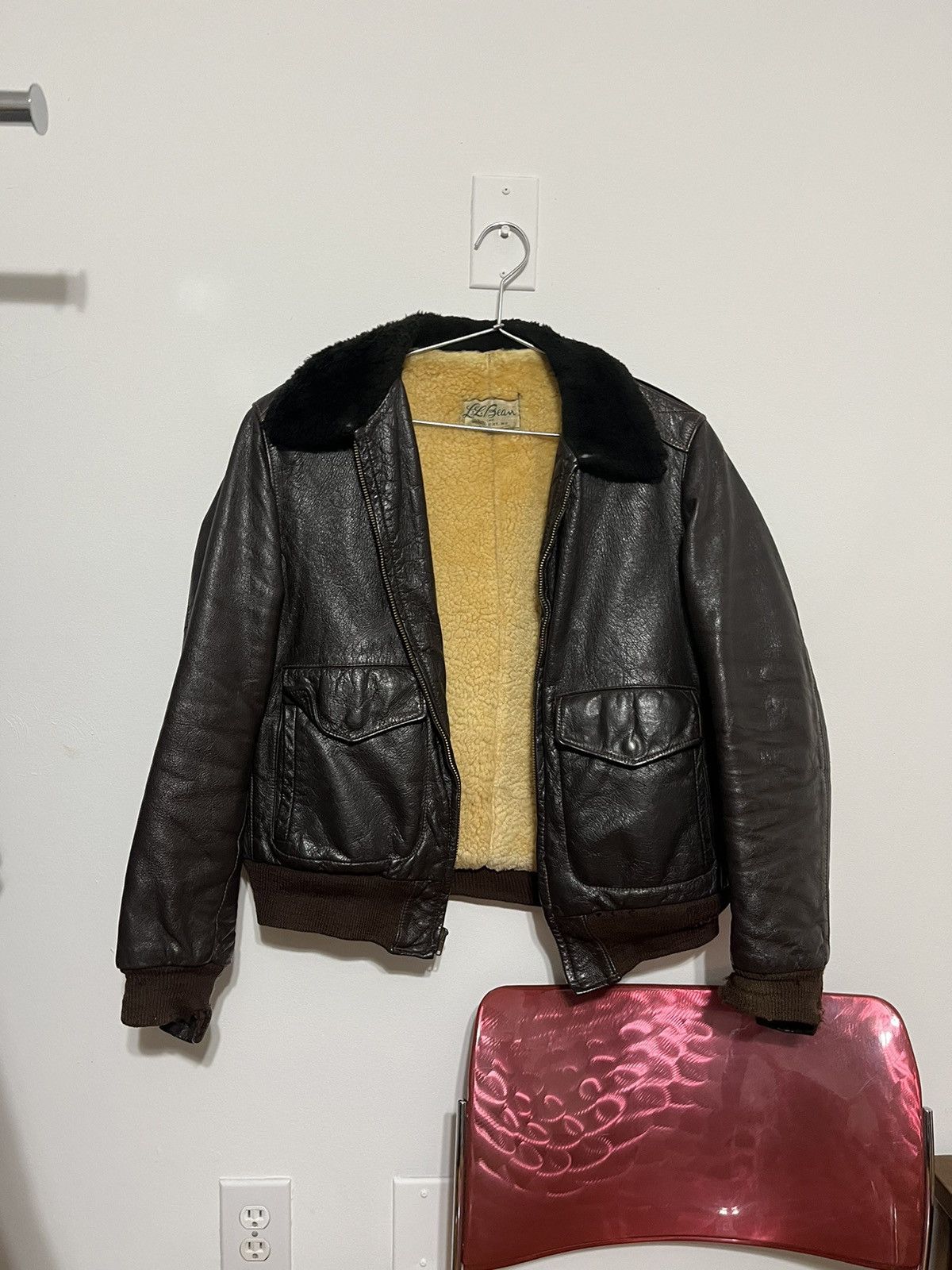 L.L. Bean Vintage LL Bean Flight Jacket Shearling Goatskin | Grailed