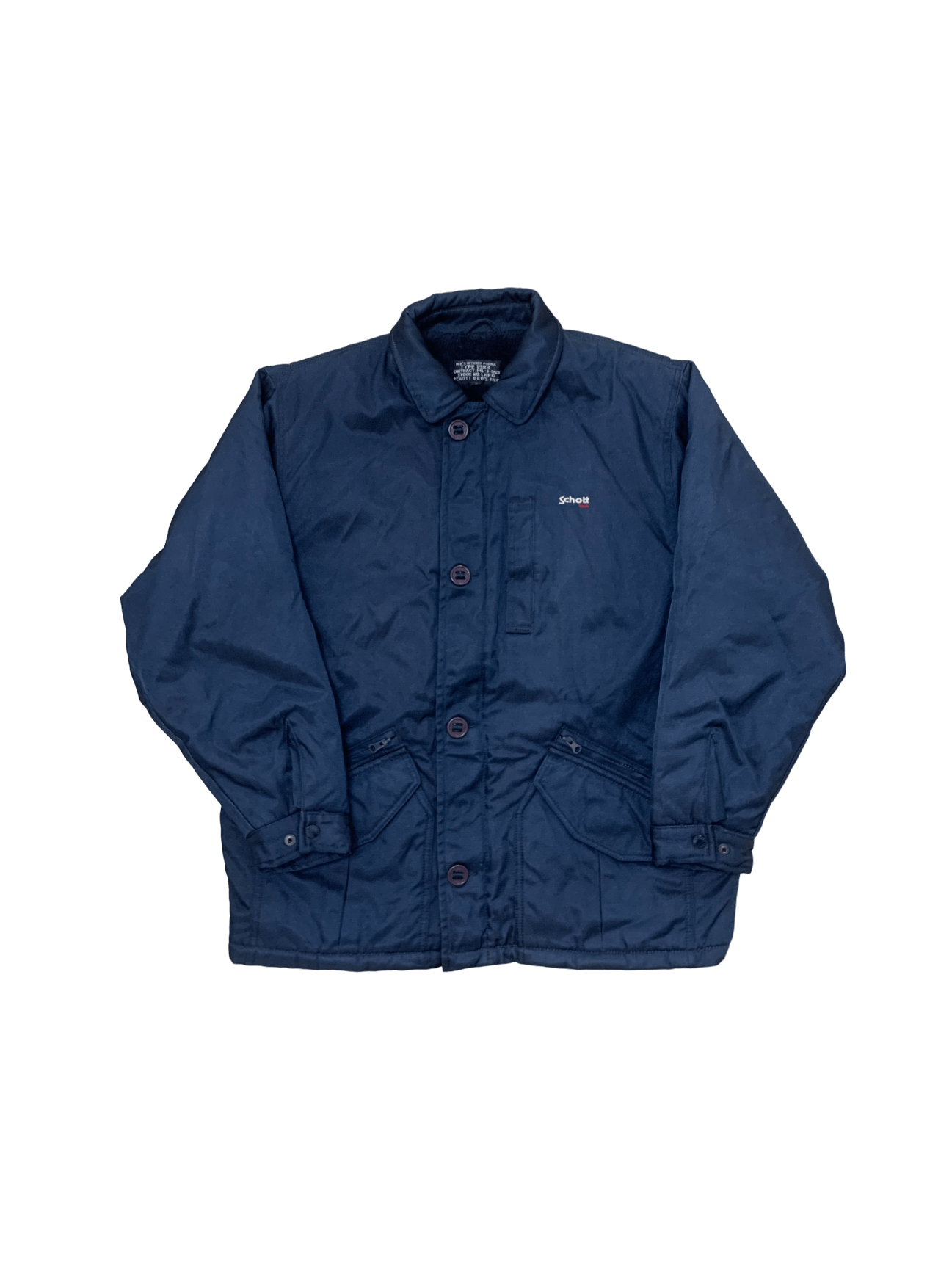 Vintage Schott Officier Parka Jacket Coat Type 1983 Hollofil Fleece ...