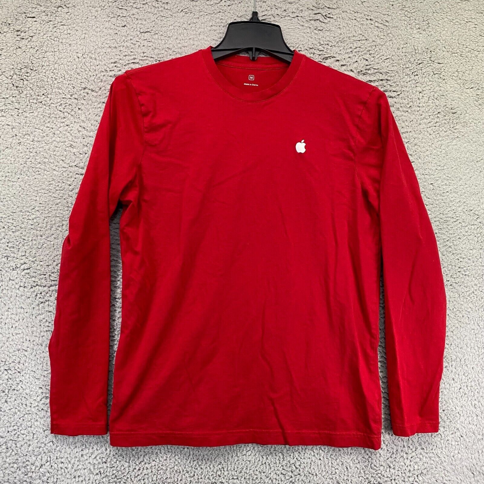 Apple Apple Employee Shirt Adult Medium Red Long Sleeve Logo Cotton ...