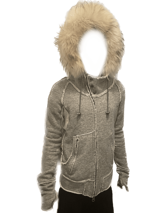 Le Grande Bleu (L.G.B.) L.G.B. La Grande Grey Parka Zip Hoodie Real Neck Raccoon Fur | Grailed