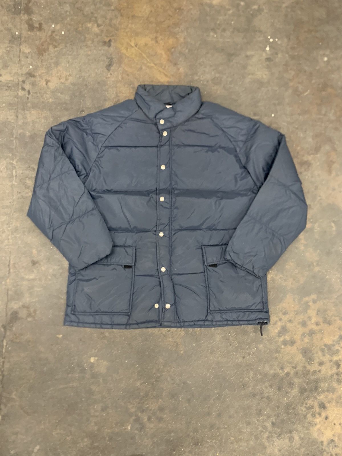 Vintage Vintage 1980s Snap Navy Puffer Jacket | Grailed