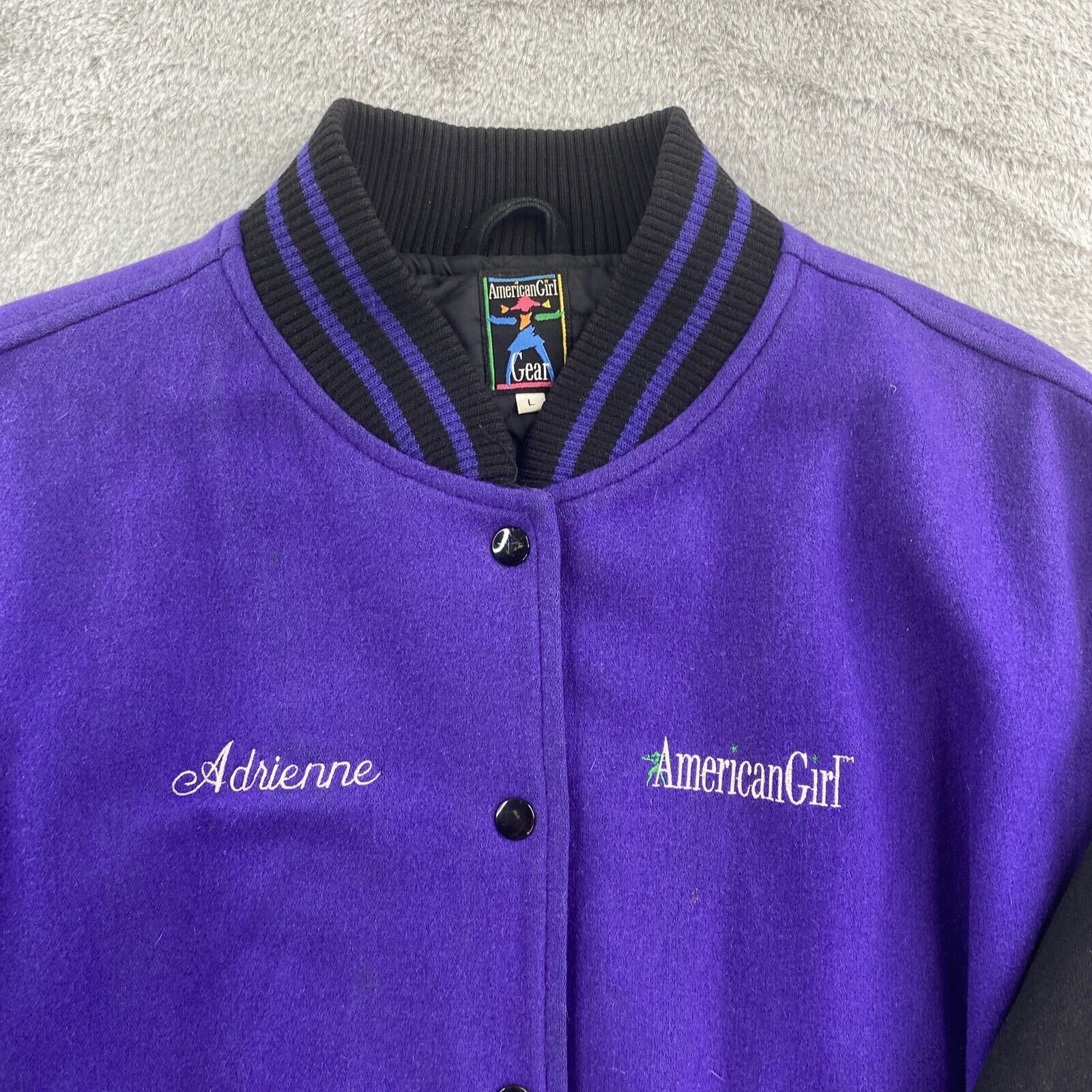 Blend American Girl Jacket Womens Large Purple Black Wool Blend Varsity ...