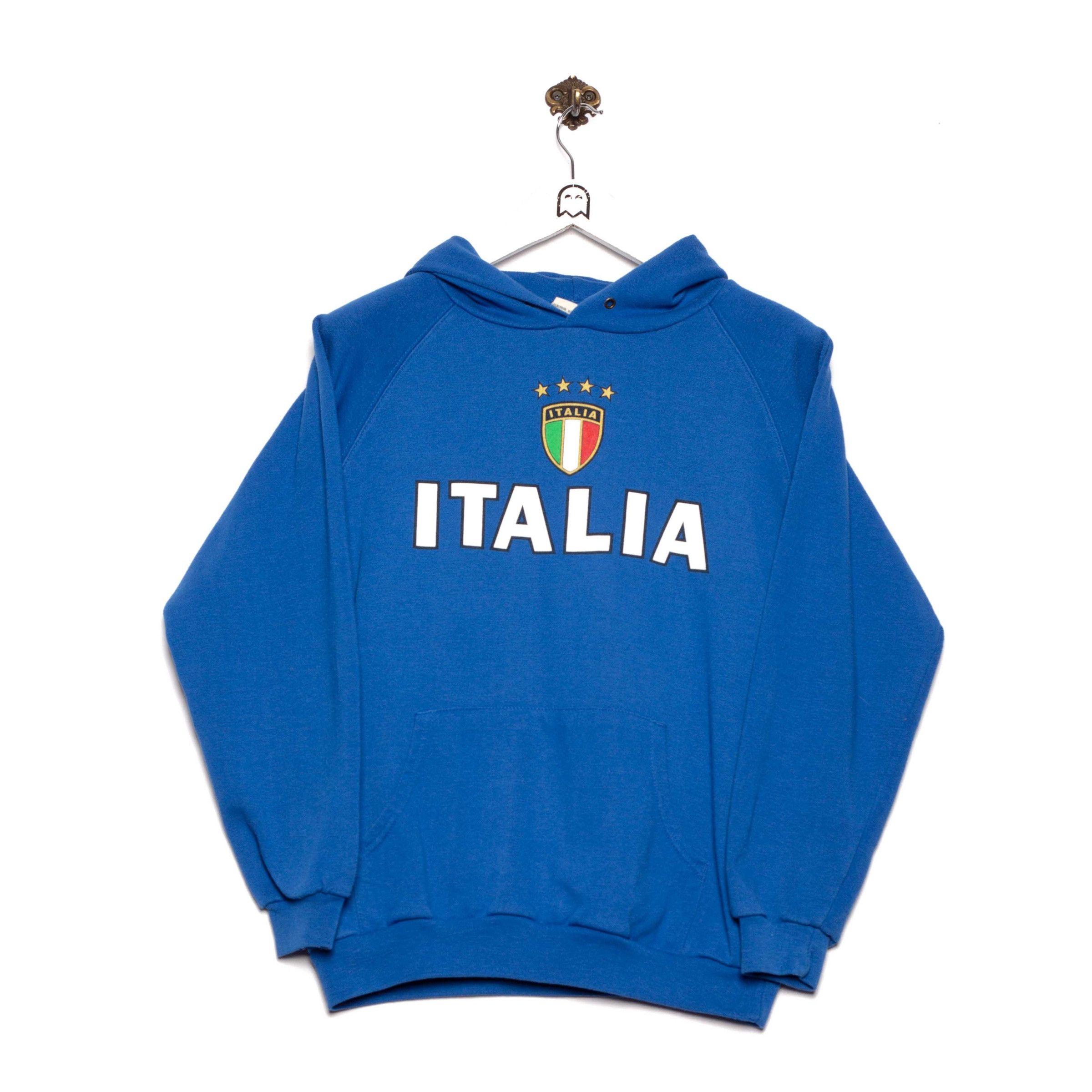 Vintage F.M Italy Hoodie Italia Print Blue | Grailed