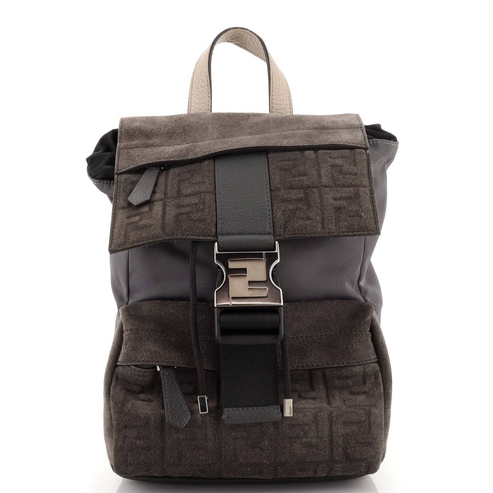 Fendi Fendiness Backpack Zucca Suede and Nylon Small | Grailed