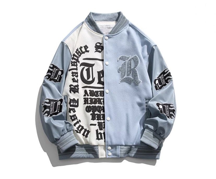 Very Cool Blue Streetwear Letterman Varsity Jacket Bomber Jacket | Grailed