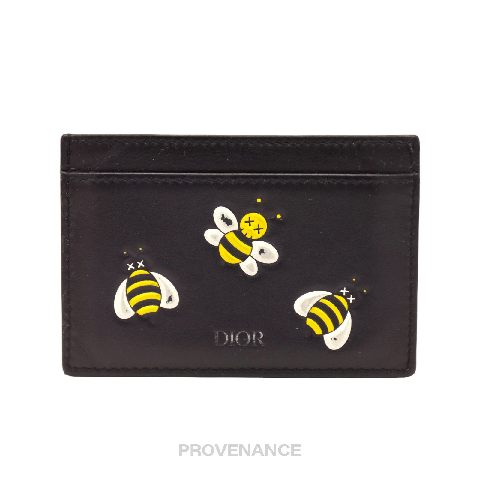 Dior 🔴 Dior x KAWS Bee Card Holder Wallet - Black | Grailed