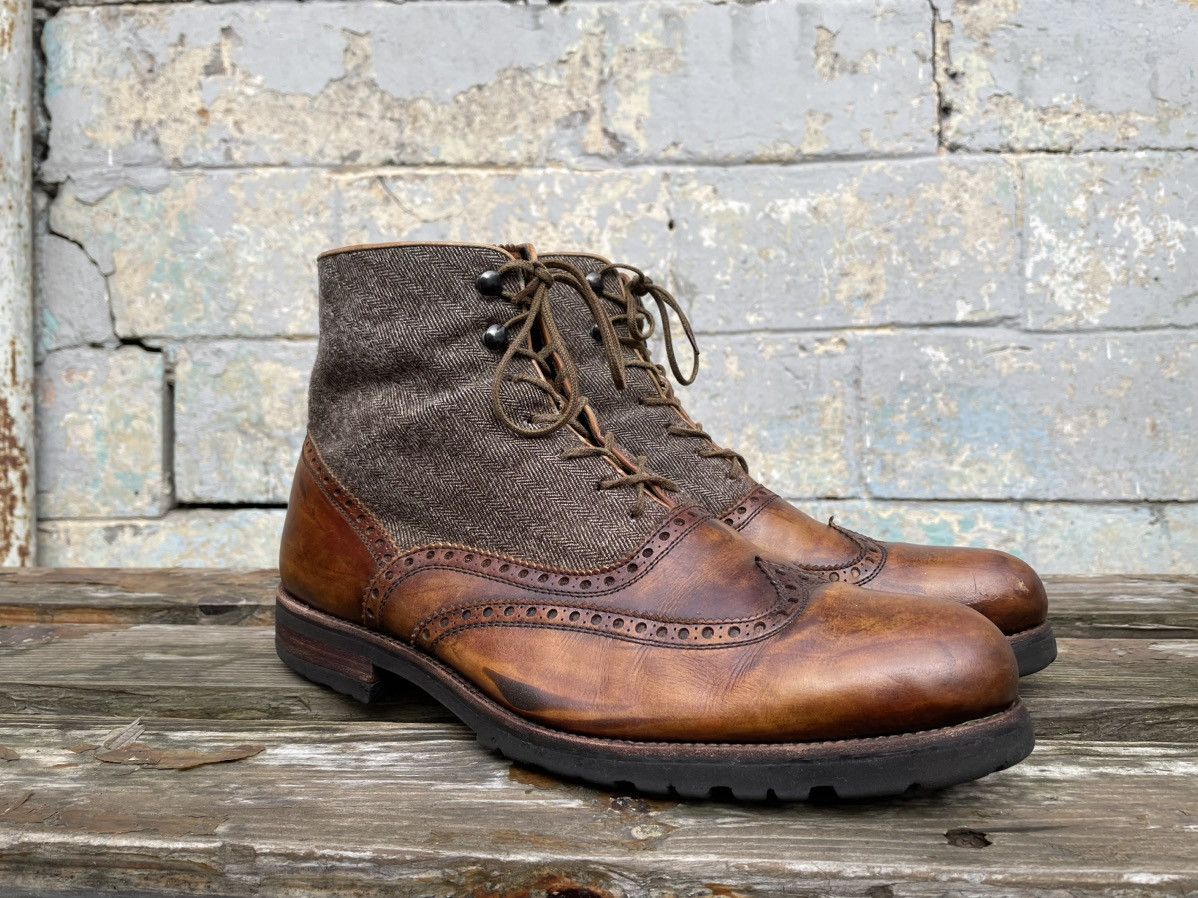 Magnanni Magnanni Tweed Wool/Leather Brown Leather Boots | Grailed