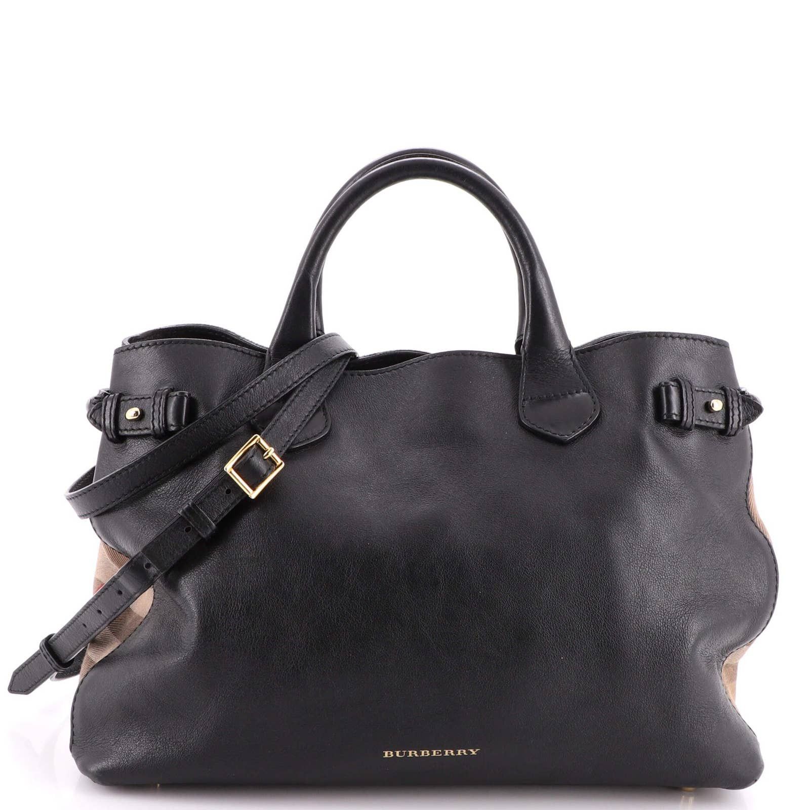 Burberry Banner Tote Leather and House Check Canvas Medium | Grailed