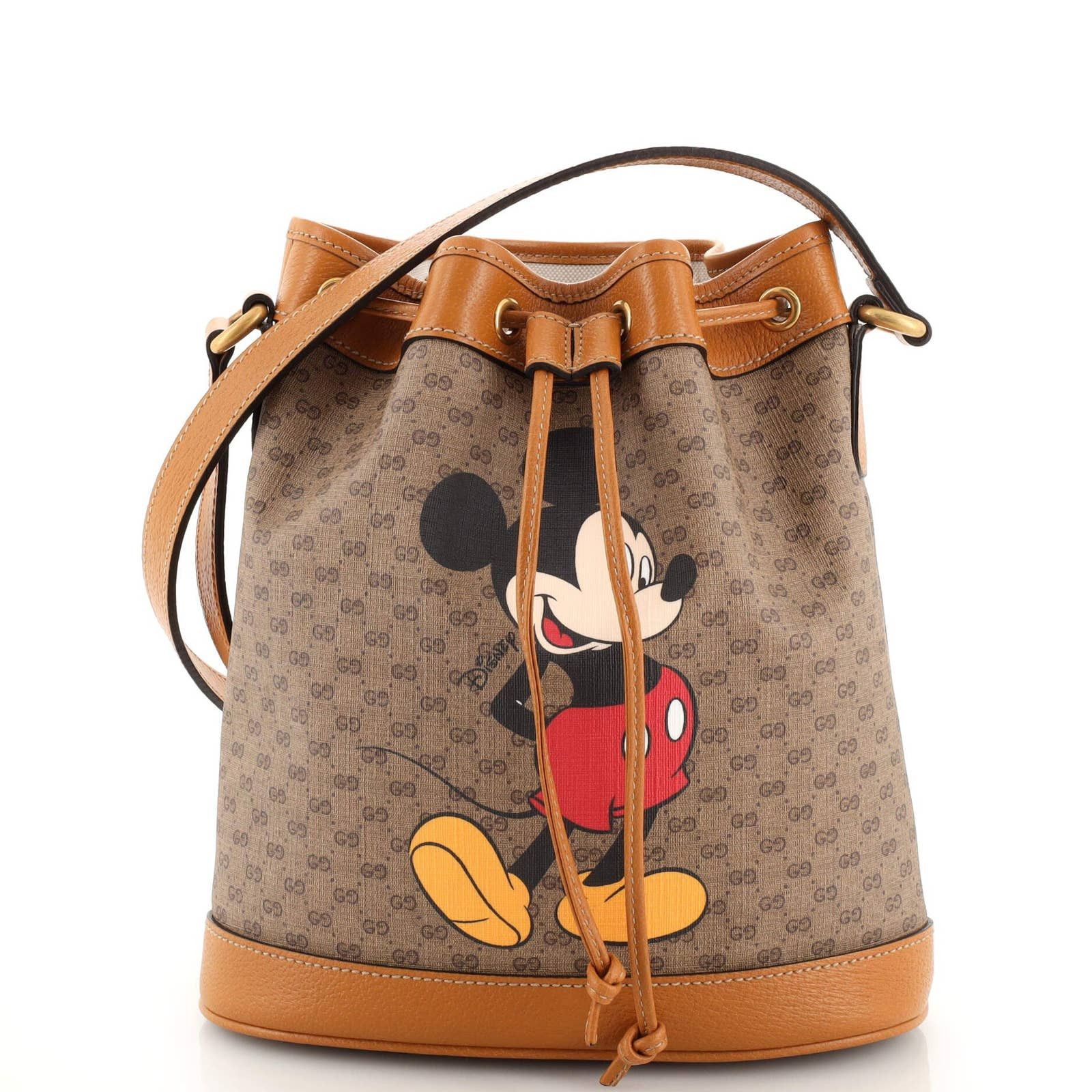 Gucci Disney Mickey Mouse Bucket Bag Printed Mini GG Coated Canvas ...
