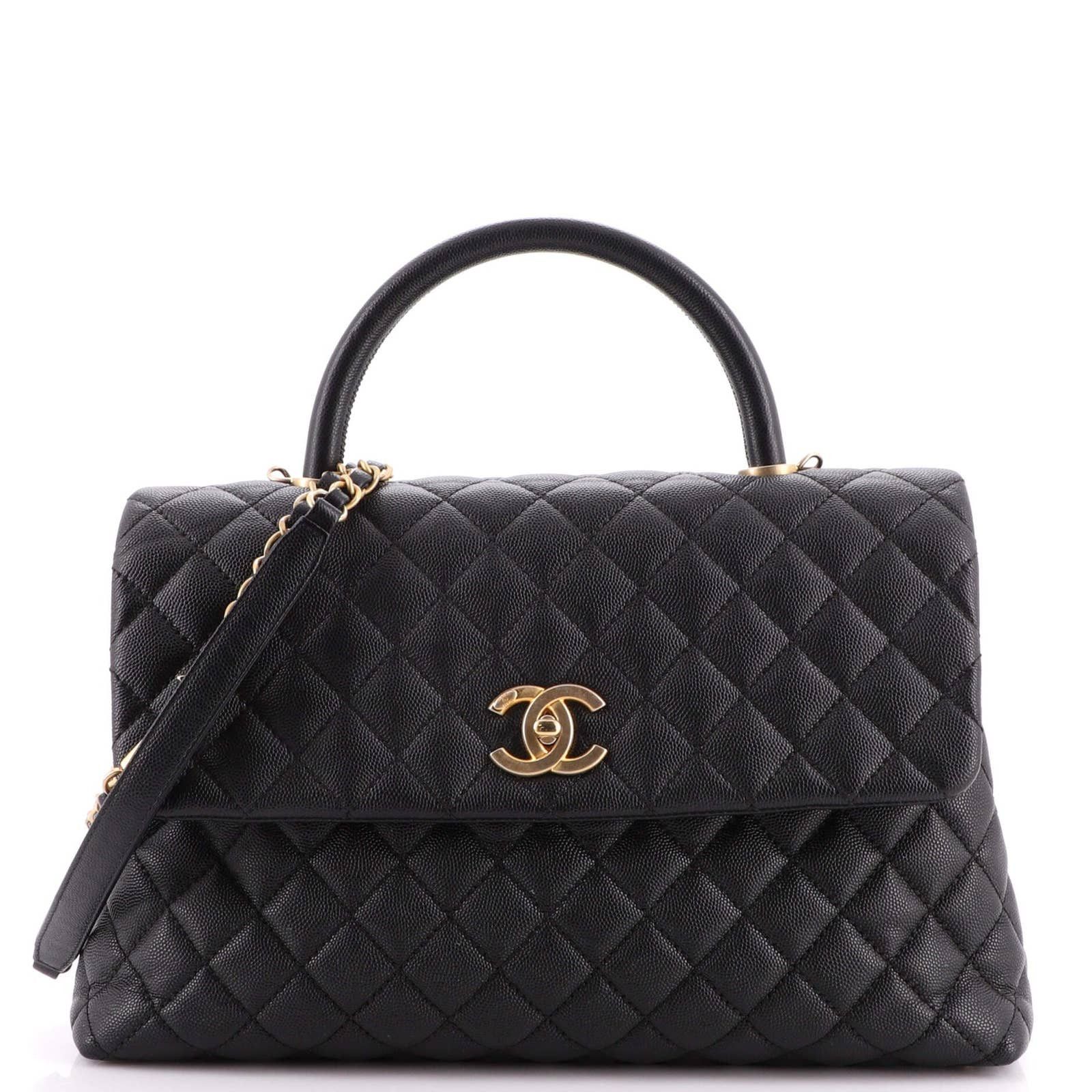 Chanel Coco Top Handle Bag Quilted Caviar Medium | Grailed