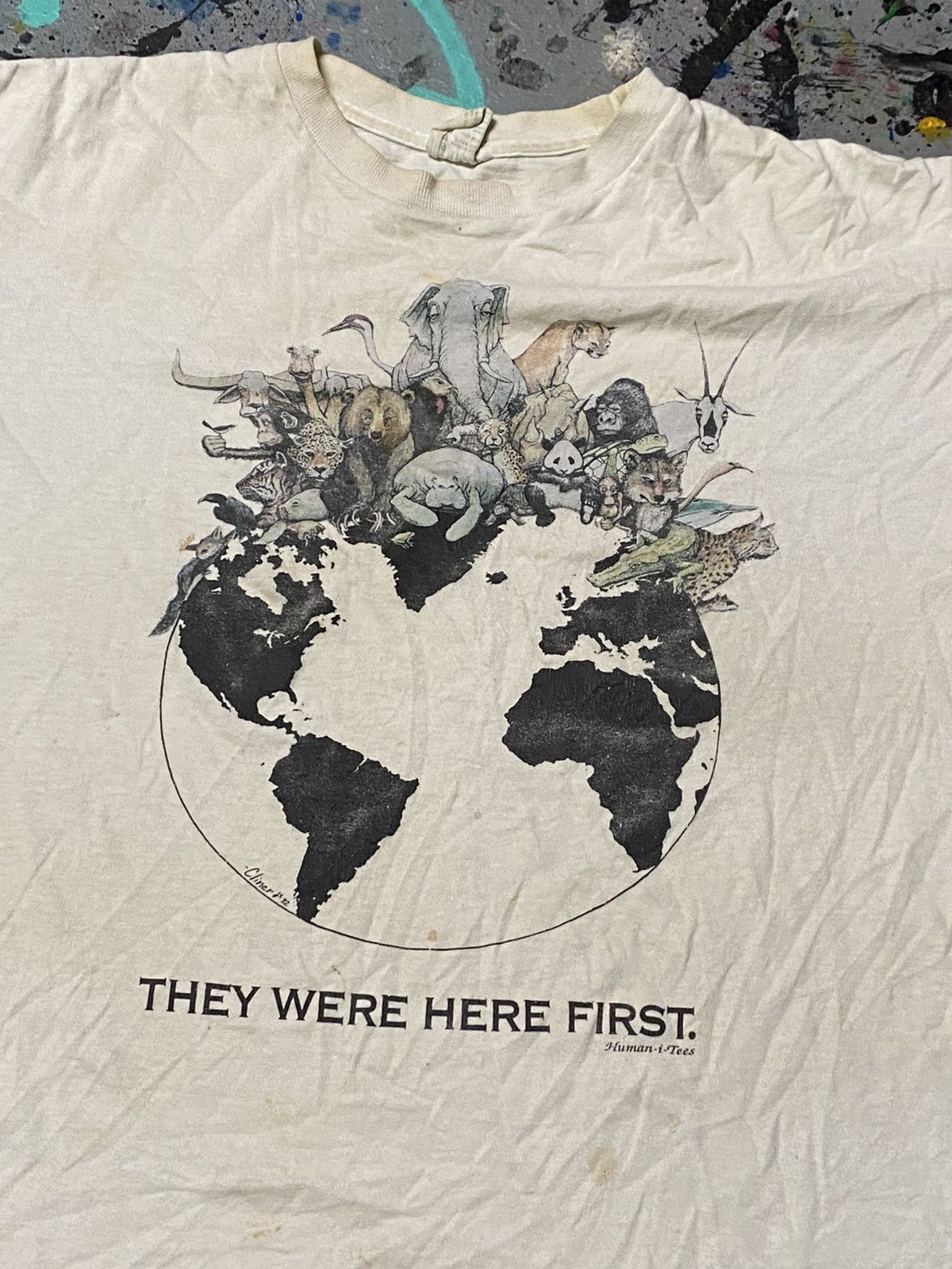 Vintage They were here first T-shirt 90s single stitch | Grailed