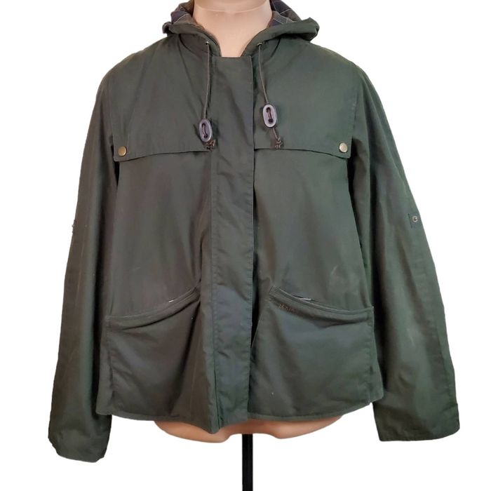 Barbour Barbour Waxed Jacket Heron Cape Coat Green Hooded US 6 EU 10 ...