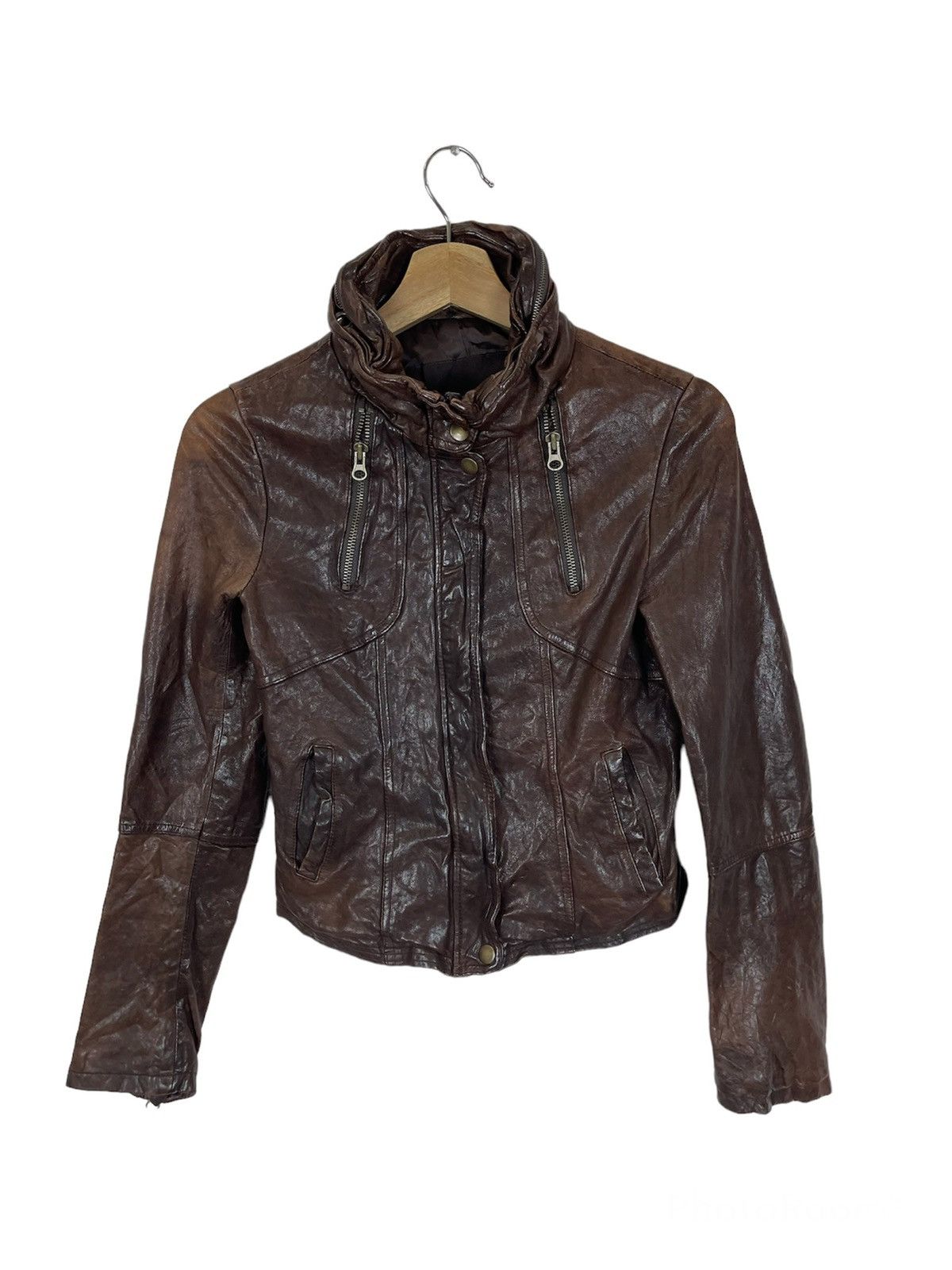 14th Addiction × Japanese Brand CROP LEATHER JACKET INSPIRED 14th ...