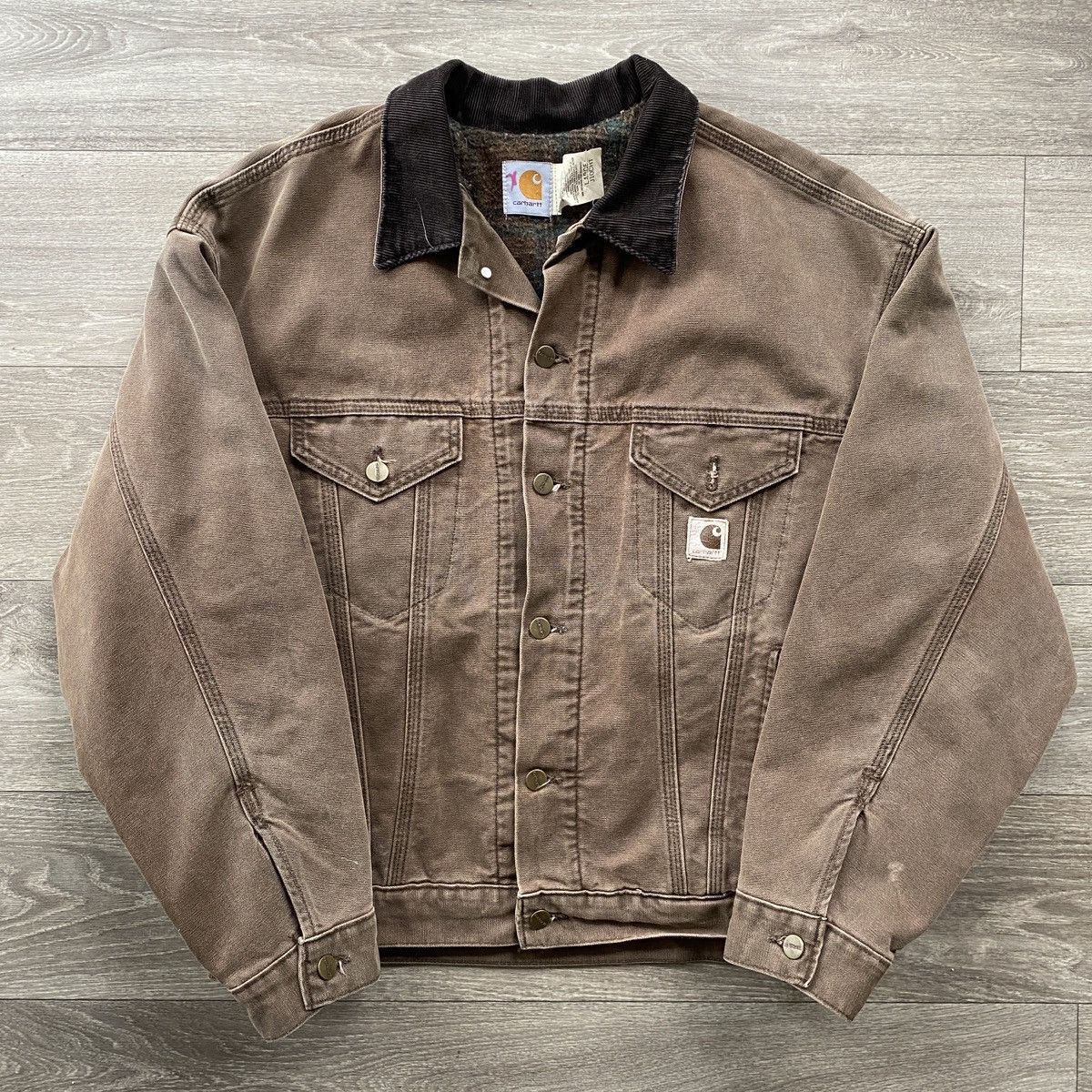 Vintage Vintage Blanket Lined Carhartt Trucker Jacket Mocha Brown | Grailed