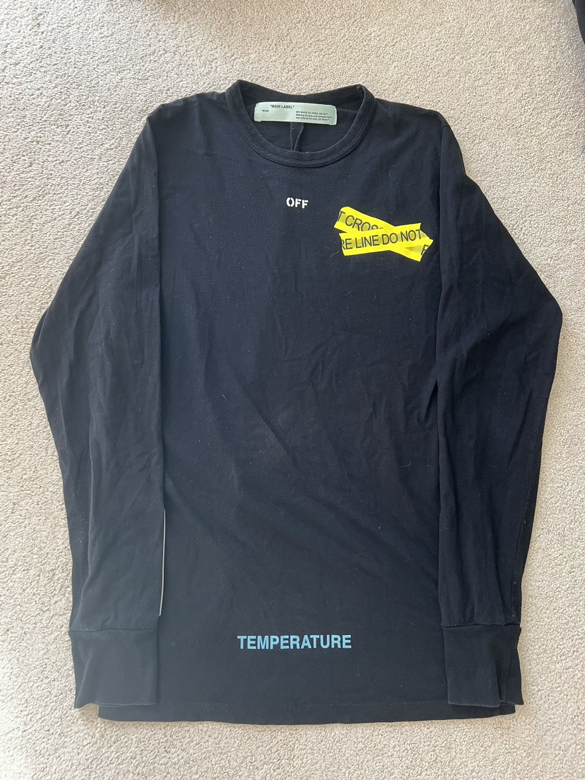 Off-White S Off White Temperature Caution Tape Long Sleeve Shirt | Grailed