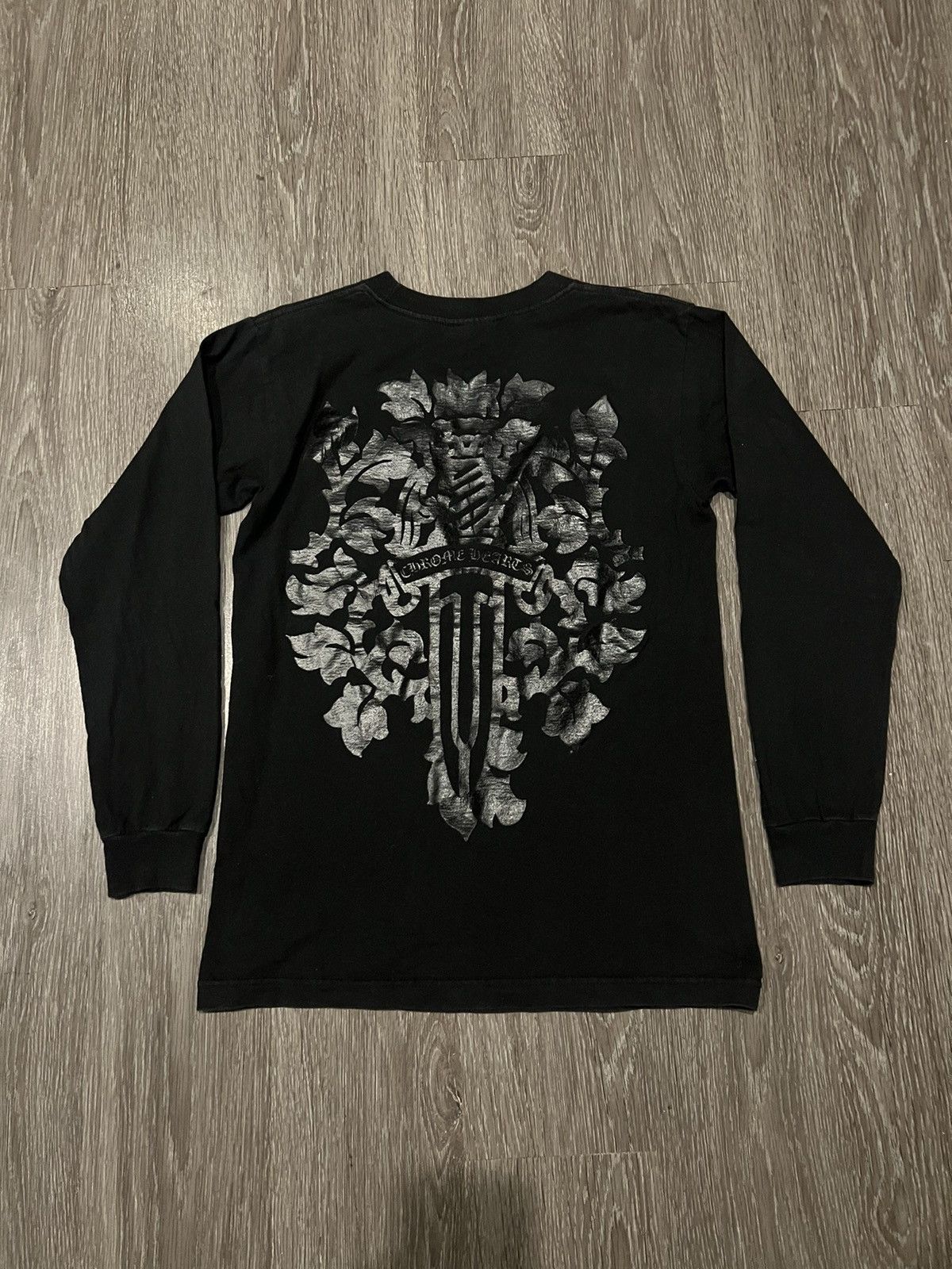 Chrome Hearts Chrome Hearts Vintage Black on Black Floral Dagger Tee ...